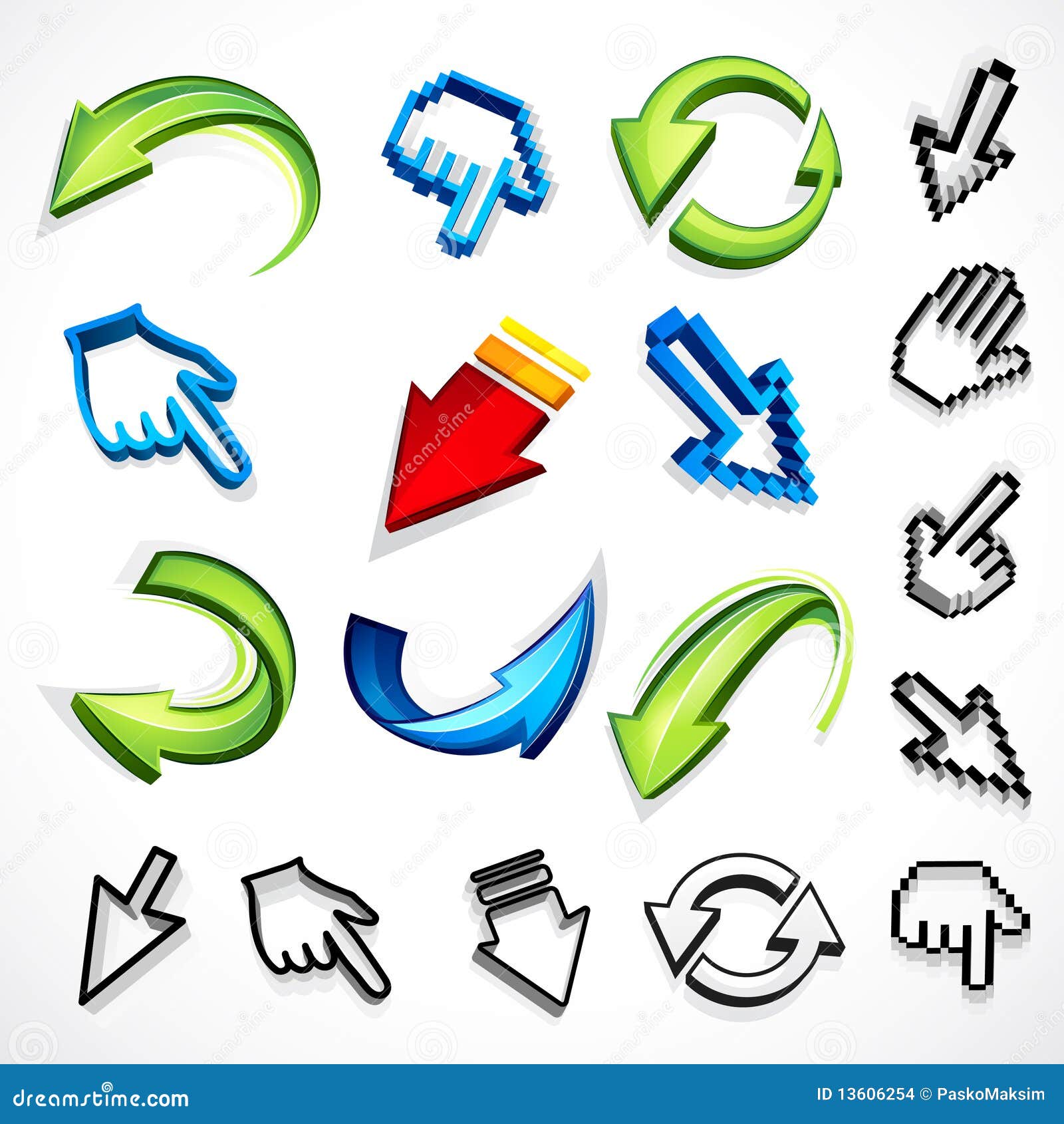 Iconos De La Flecha Del Ordenador Ilustración del Vector - Ilustración ...