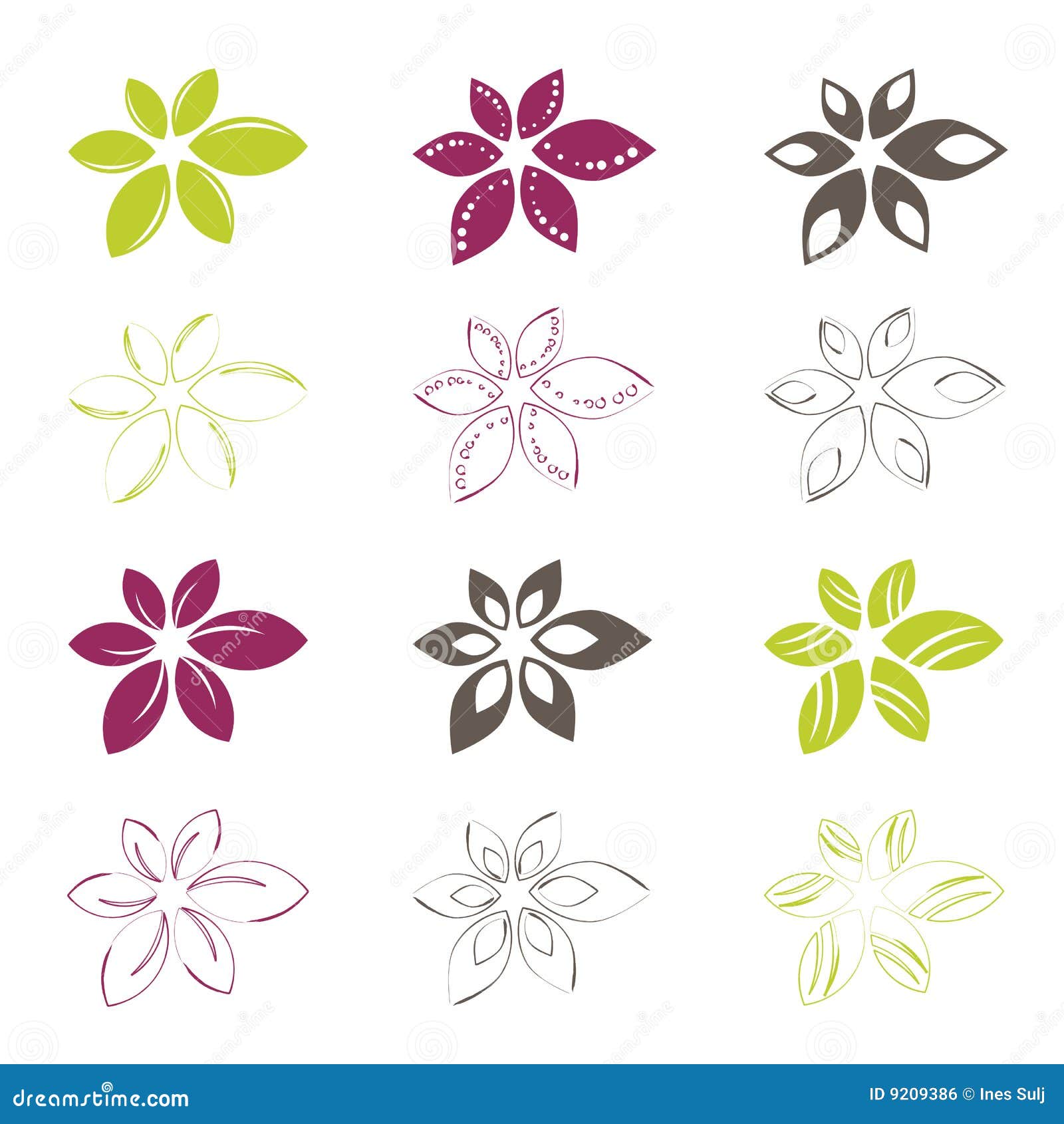 Iconos de la flor ilustración del vector. Ilustración de bosquejo - 9209386