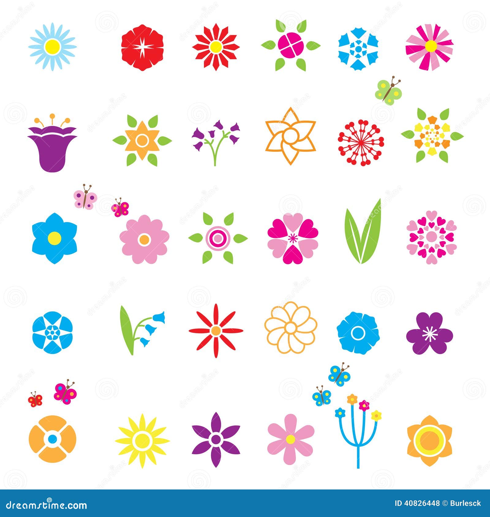 Iconos de la flor fijados ilustración del vector. Ilustración de hoja ...
