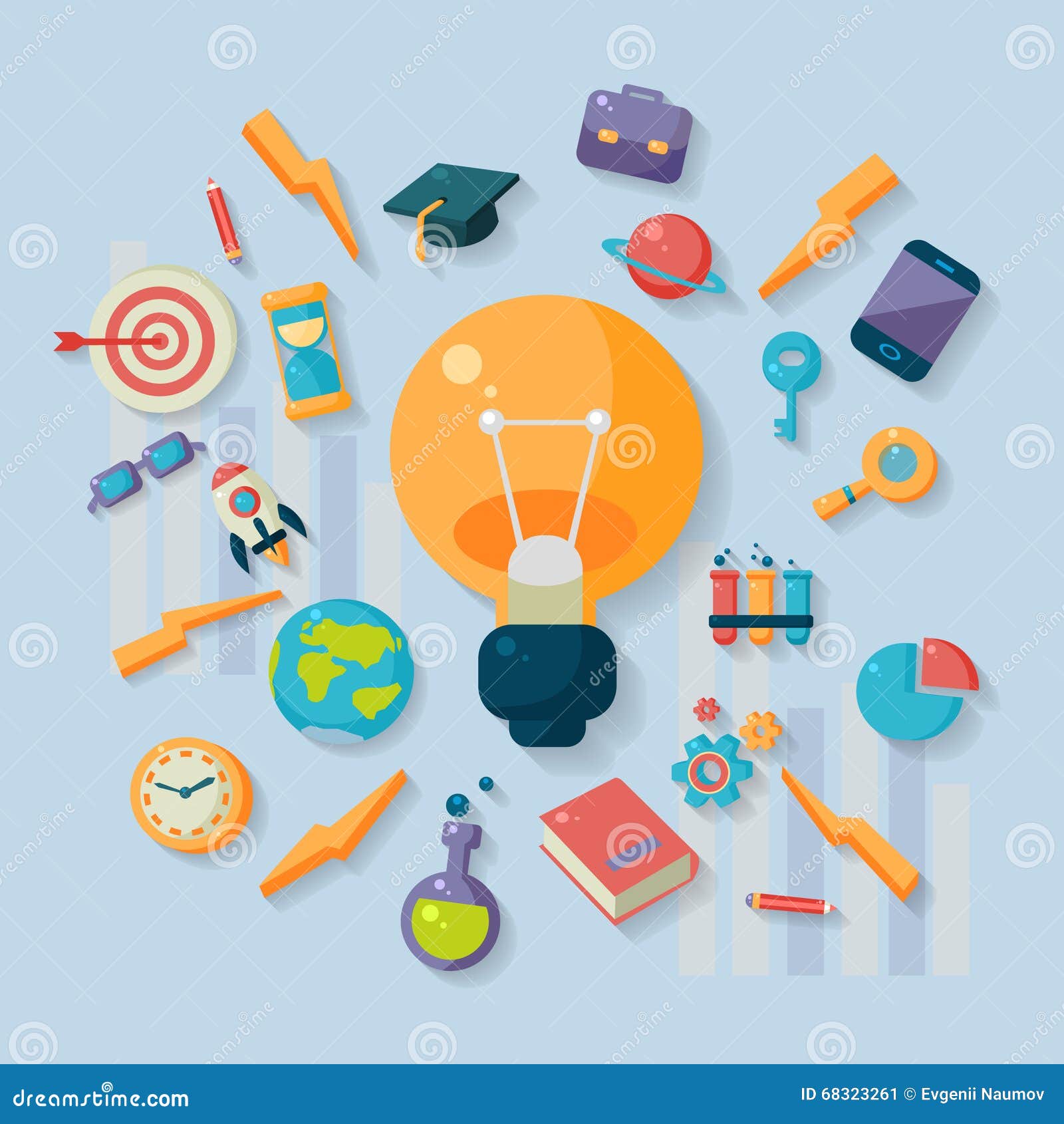 Iconos De La Forma De Vida Que Rodean Símbolo De La Idea Ilustración ...