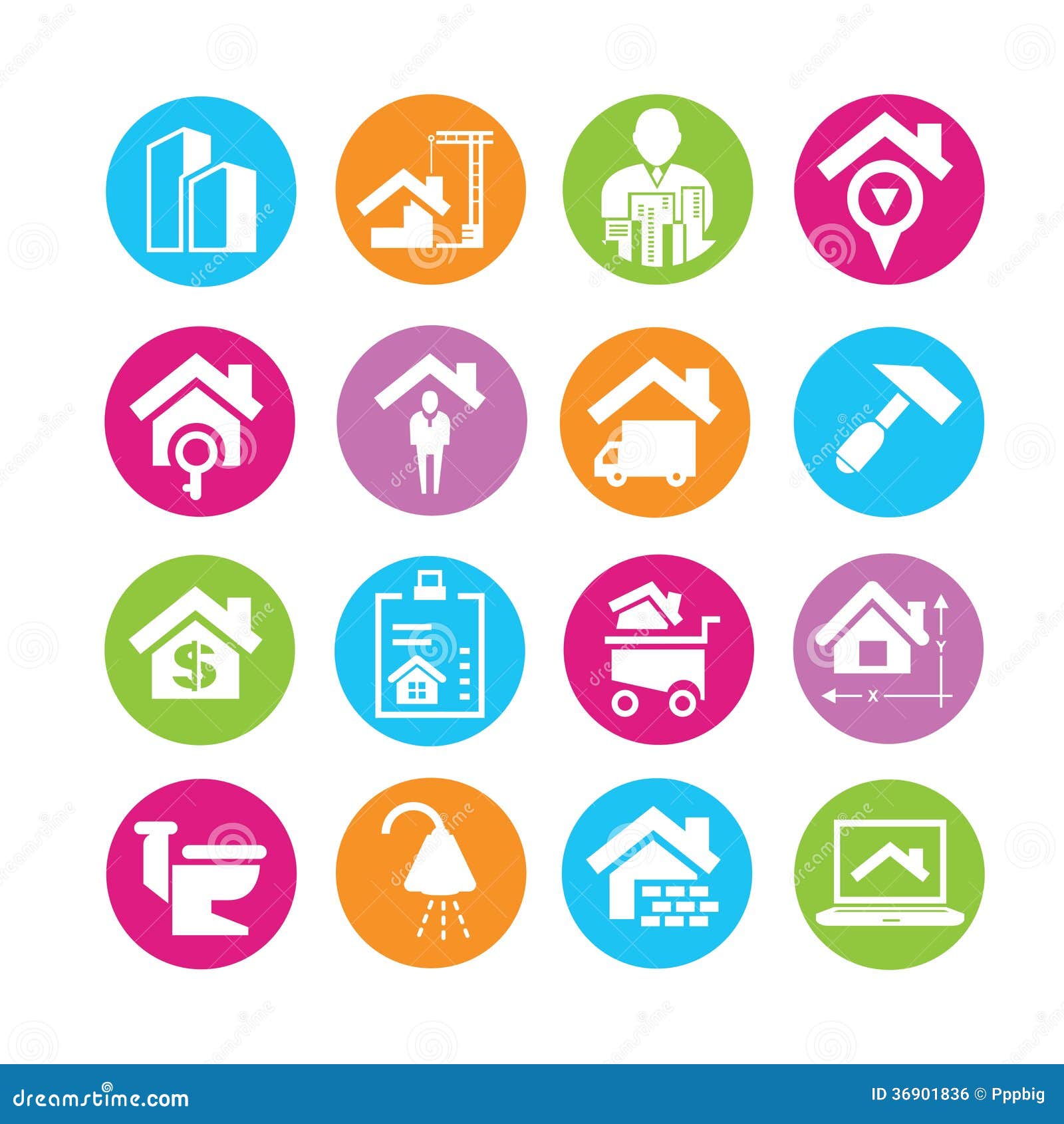 Iconos De La Gestión Inmobiliaria Stock de ilustración - Ilustración de ...