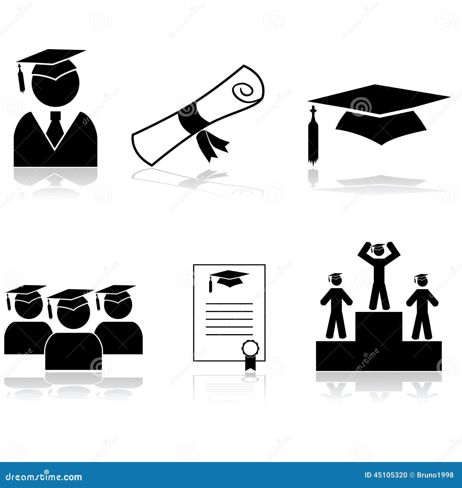 Iconos de la graduación ilustración del vector. Ilustración de ...