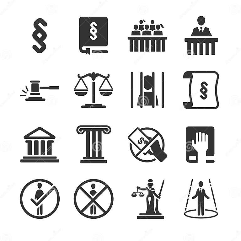 Iconos de la ley ilustración del vector. Ilustración de equilibrio ...
