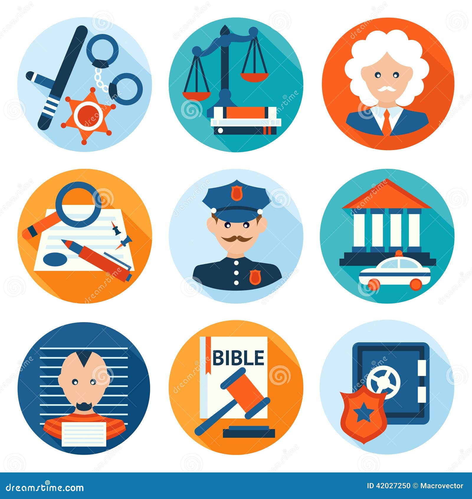 Iconos de la ley planos ilustración del vector. Ilustración de negocios ...