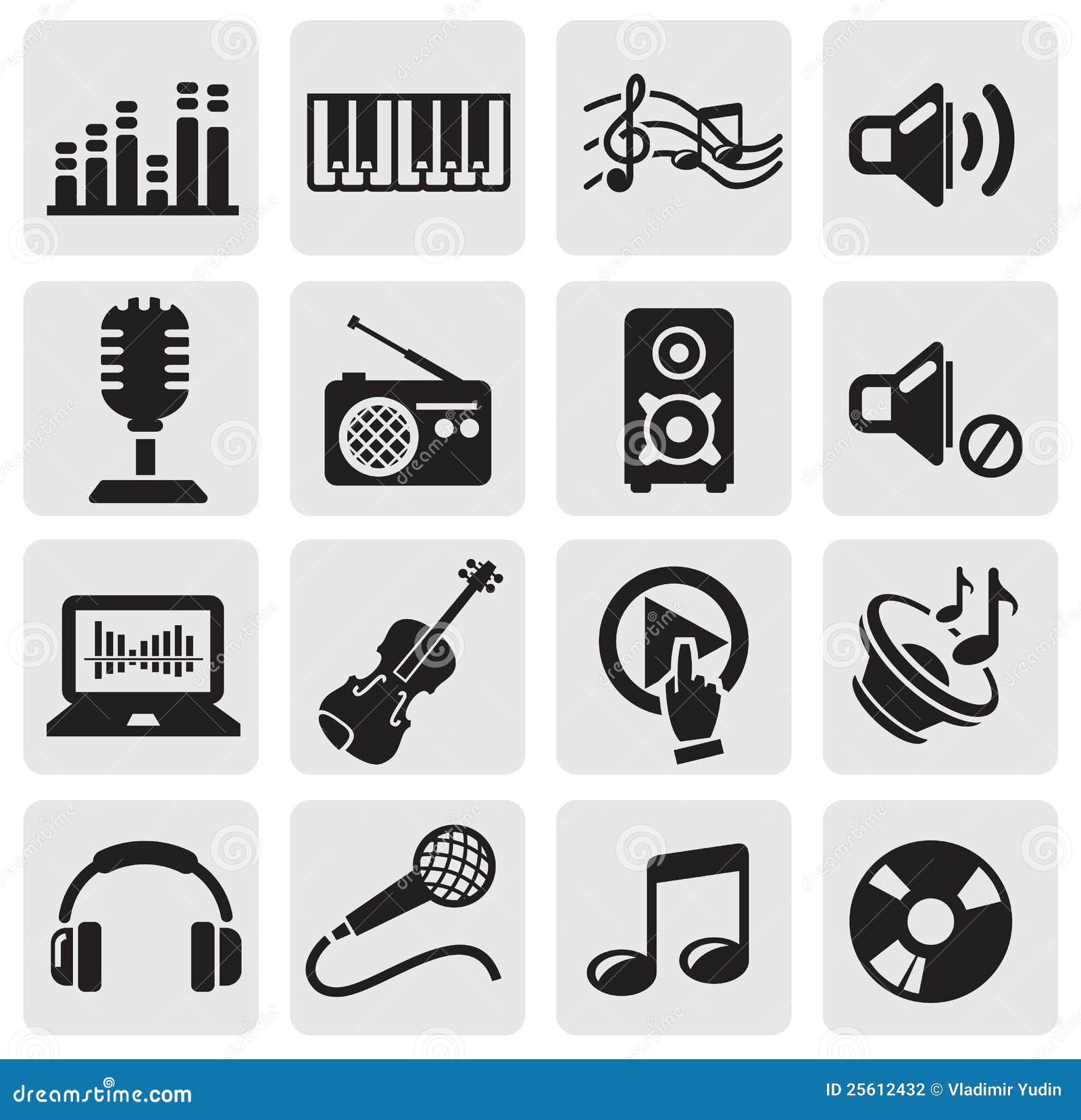 Iconos de la música ilustración del vector. Ilustración de estudio ...