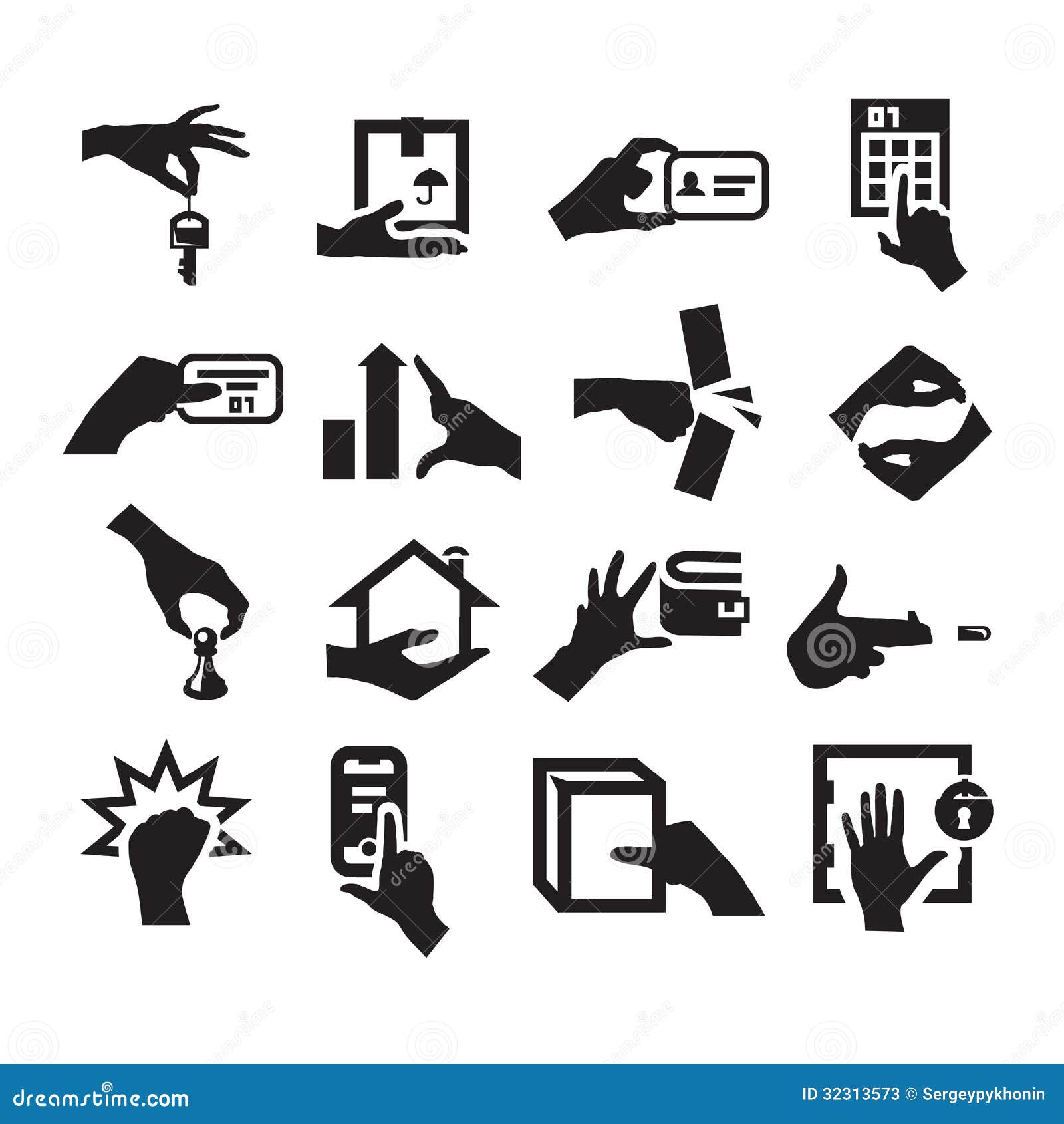 Iconos de la mano ilustración del vector. Ilustración de célula - 32313573