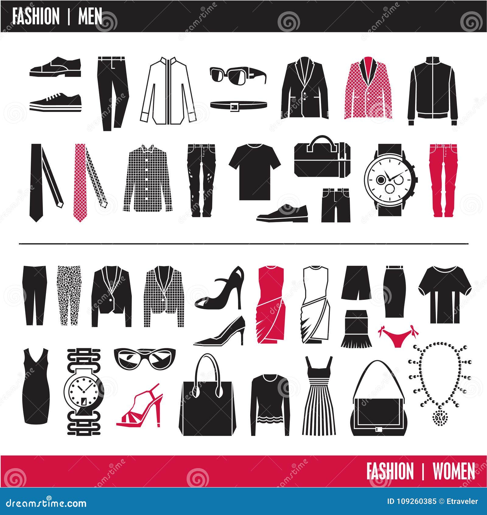 Iconos de la moda Ropa ilustración del vector. Ilustración de hombres ...