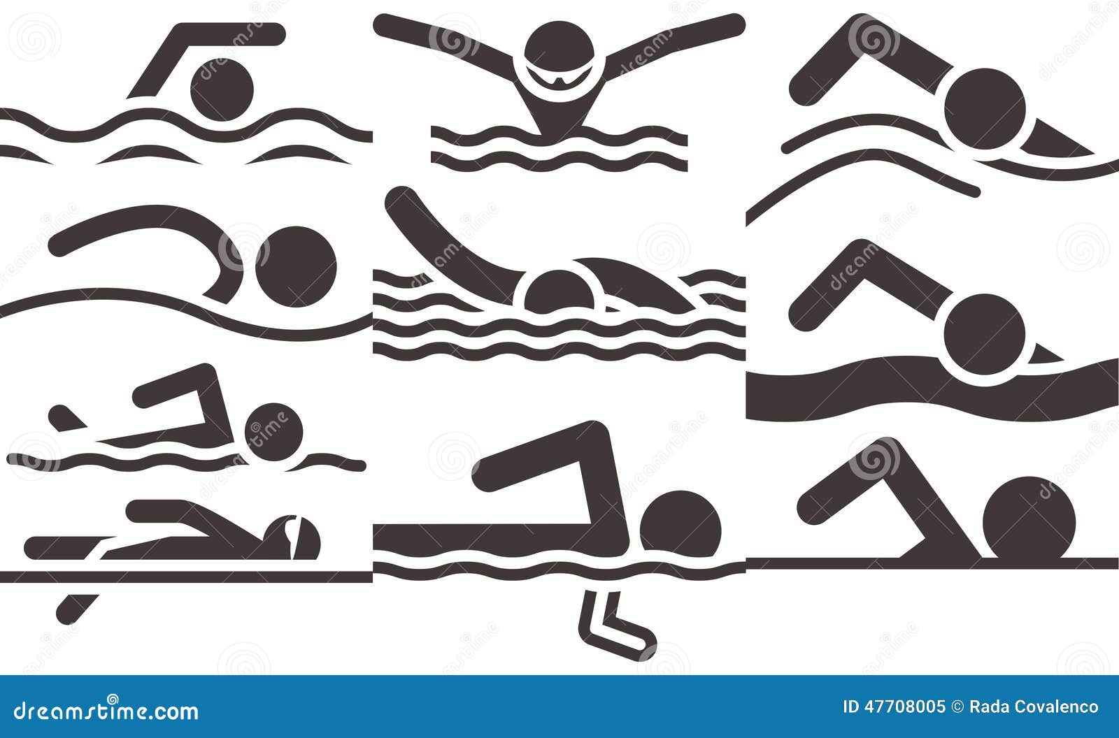 Iconos de la natación ilustración del vector. Ilustración de deporte ...