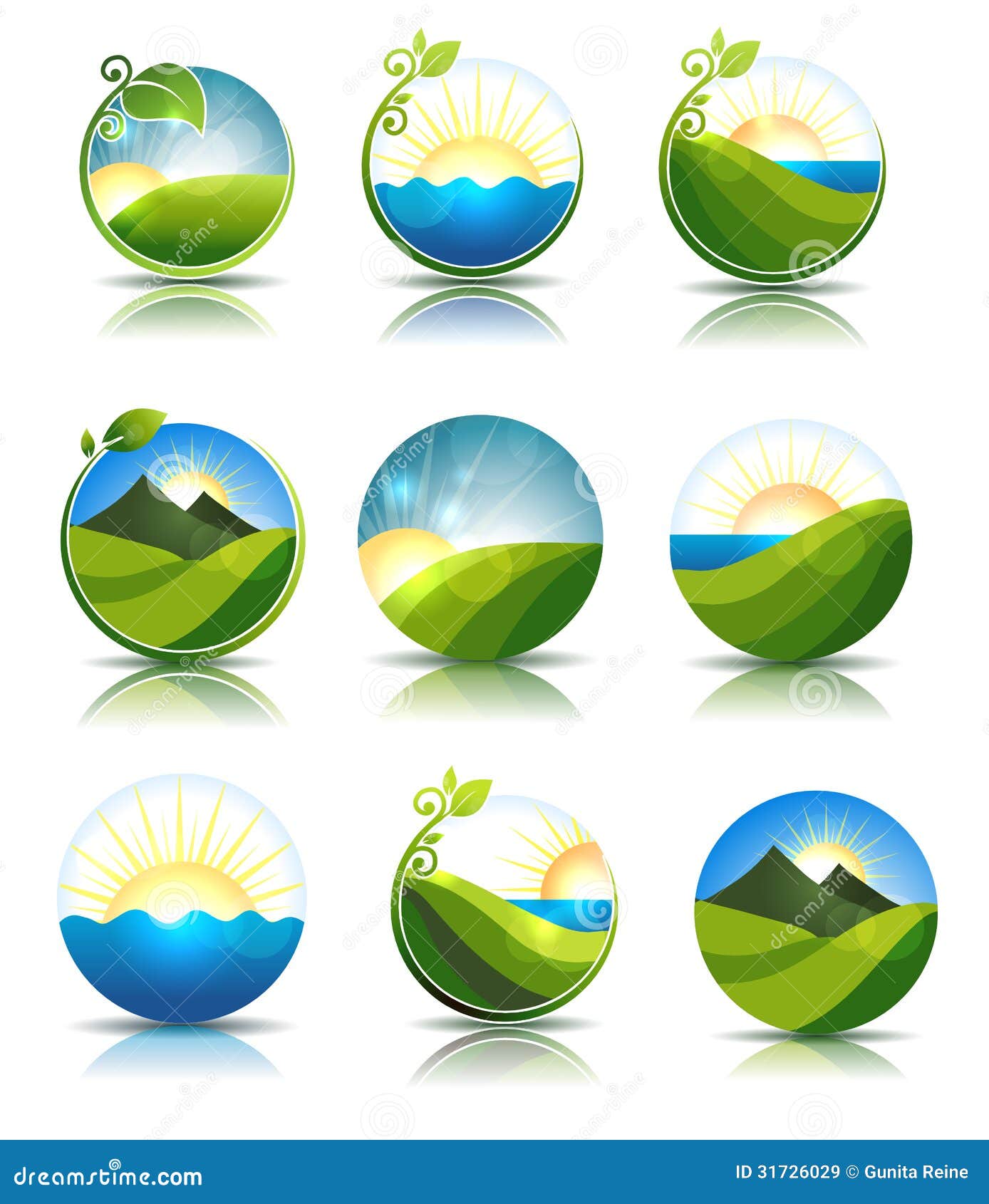 Iconos de la naturaleza ilustración del vector. Ilustración de icono ...