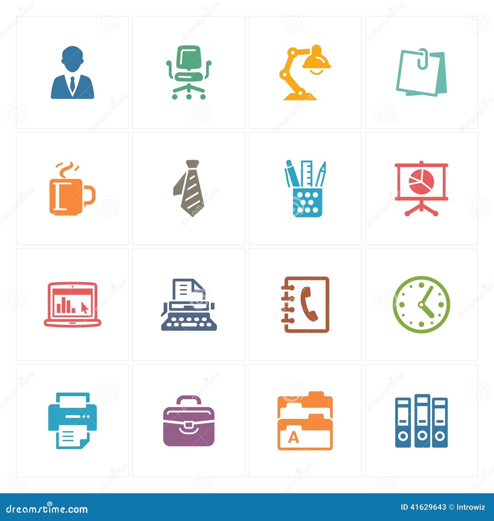 Iconos De La Oficina - Serie Coloreada Ilustración del Vector ...