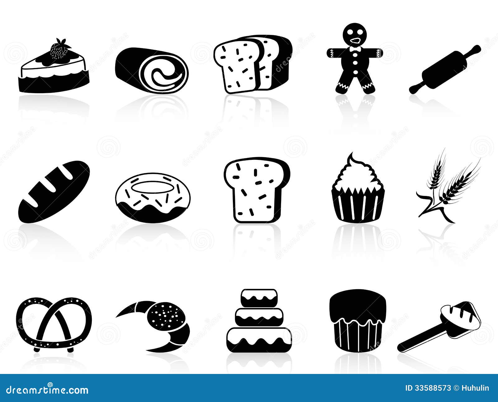 Iconos De La Panadería Fijados Ilustración del Vector - Ilustración de ...