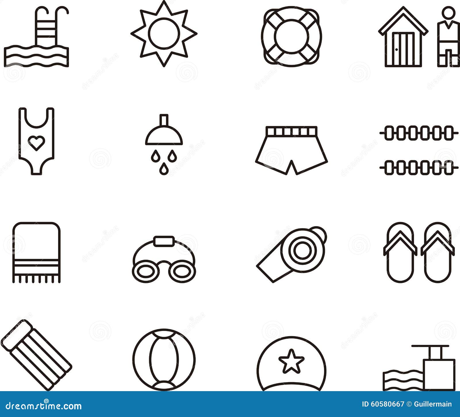 Iconos de la piscina ilustración del vector. Ilustración de escala ...