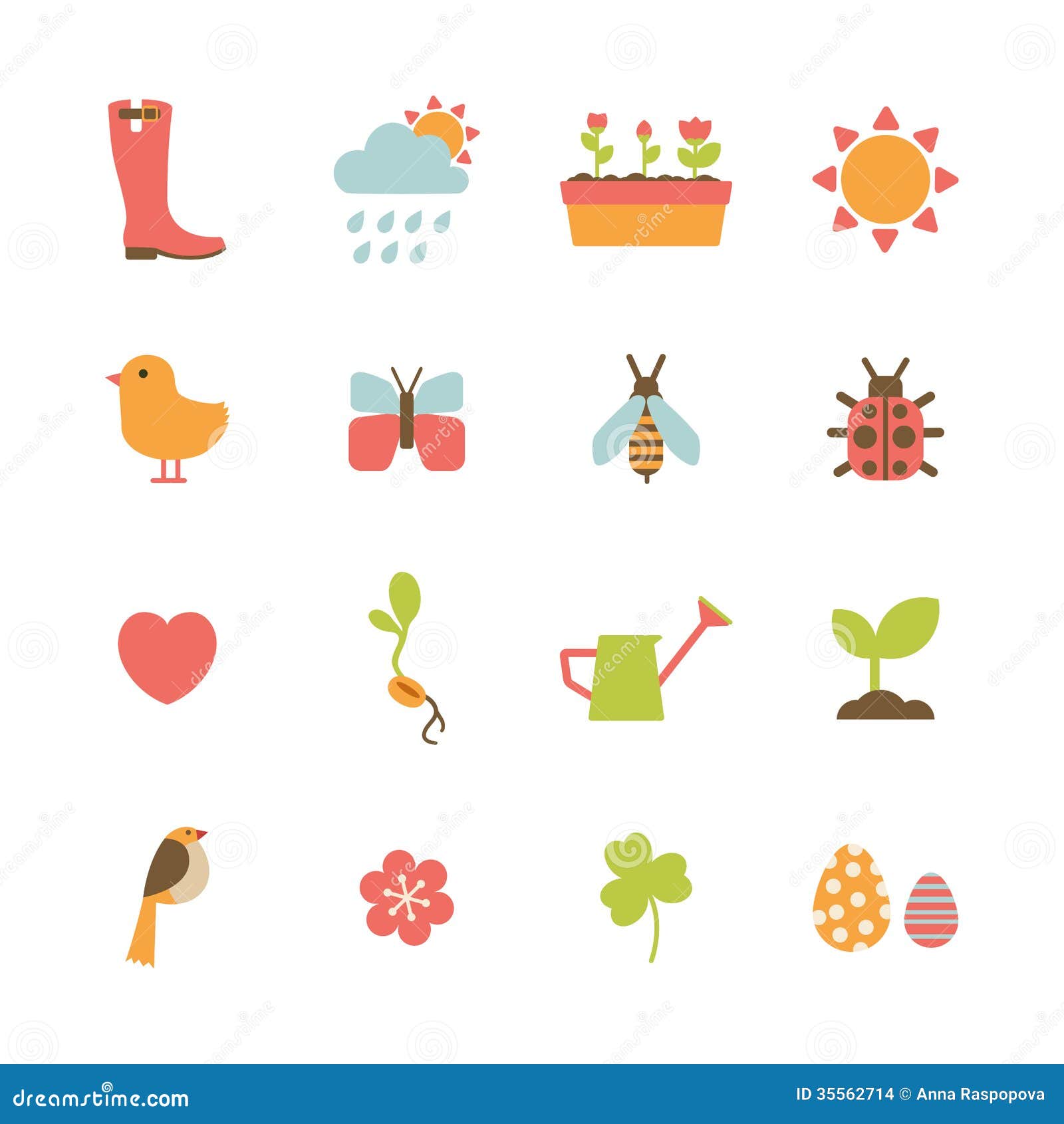 Iconos de la primavera ilustración del vector. Ilustración de ...