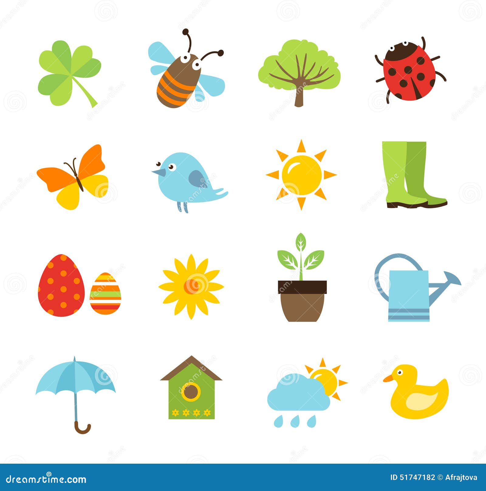 Iconos de la primavera ilustración del vector. Ilustración de lluvia ...