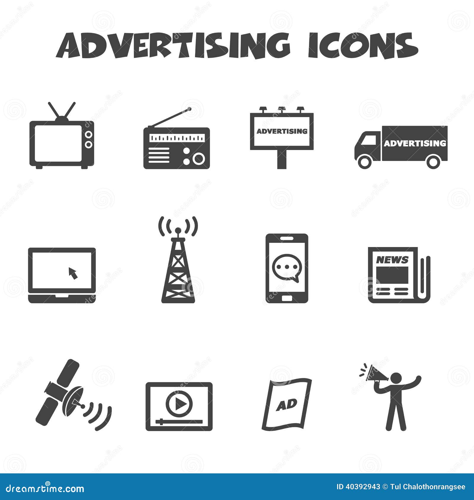 Iconos de la publicidad ilustración del vector. Ilustración de vector ...