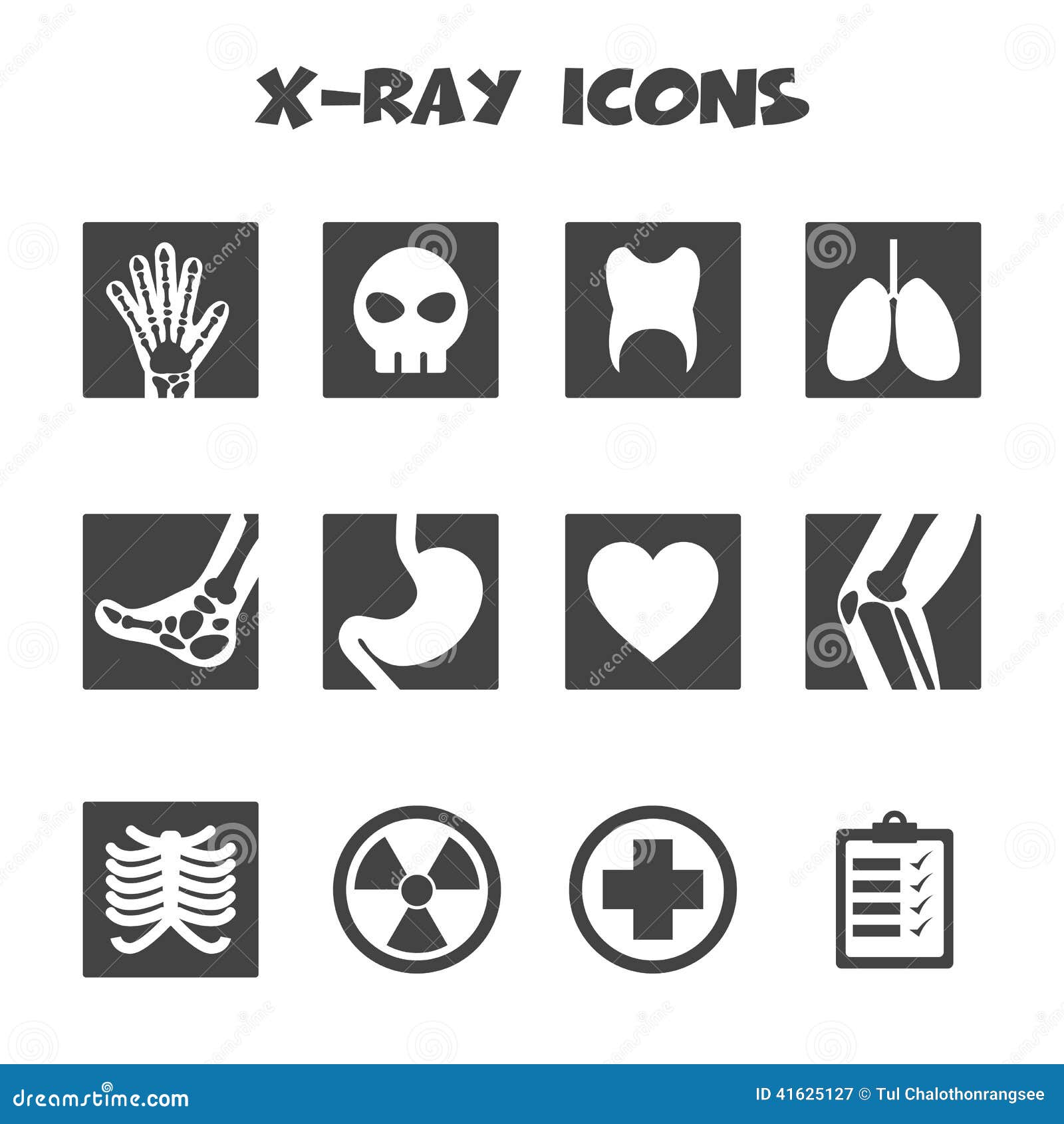 Iconos de la radiografía ilustración del vector. Ilustración de silueta ...