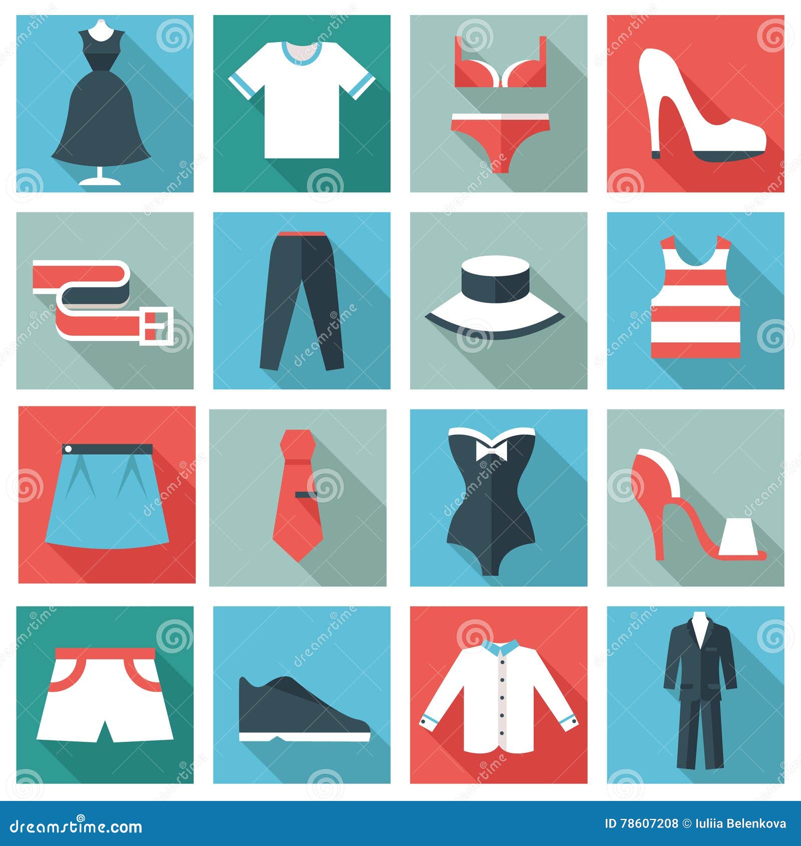 Iconos de la ropa ilustración del vector. Ilustración de sandalias ...