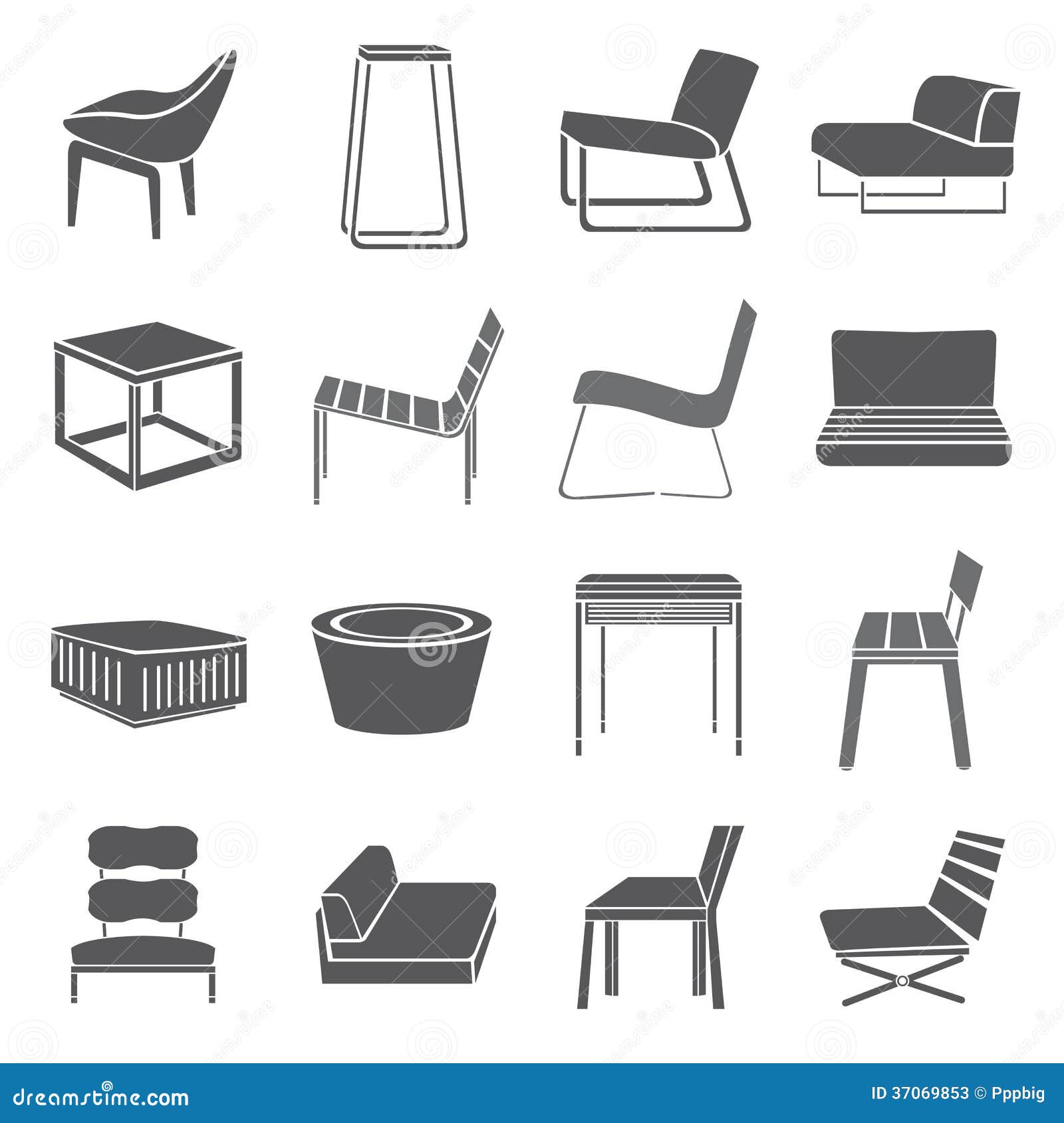 Iconos de la silla stock de ilustración. Ilustración de muebles - 37069853