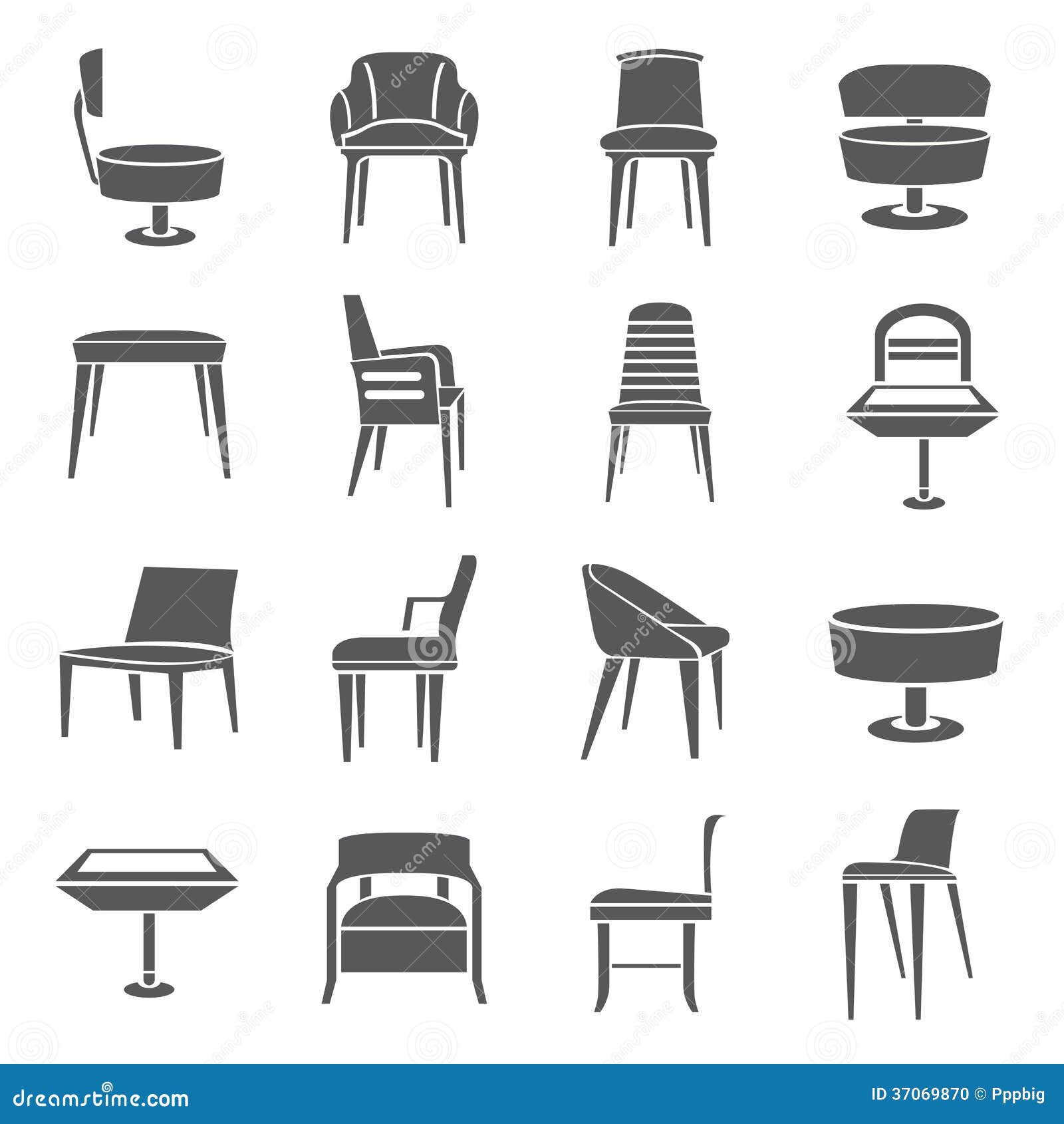 Iconos de la silla stock de ilustración. Ilustración de concepto - 37069870