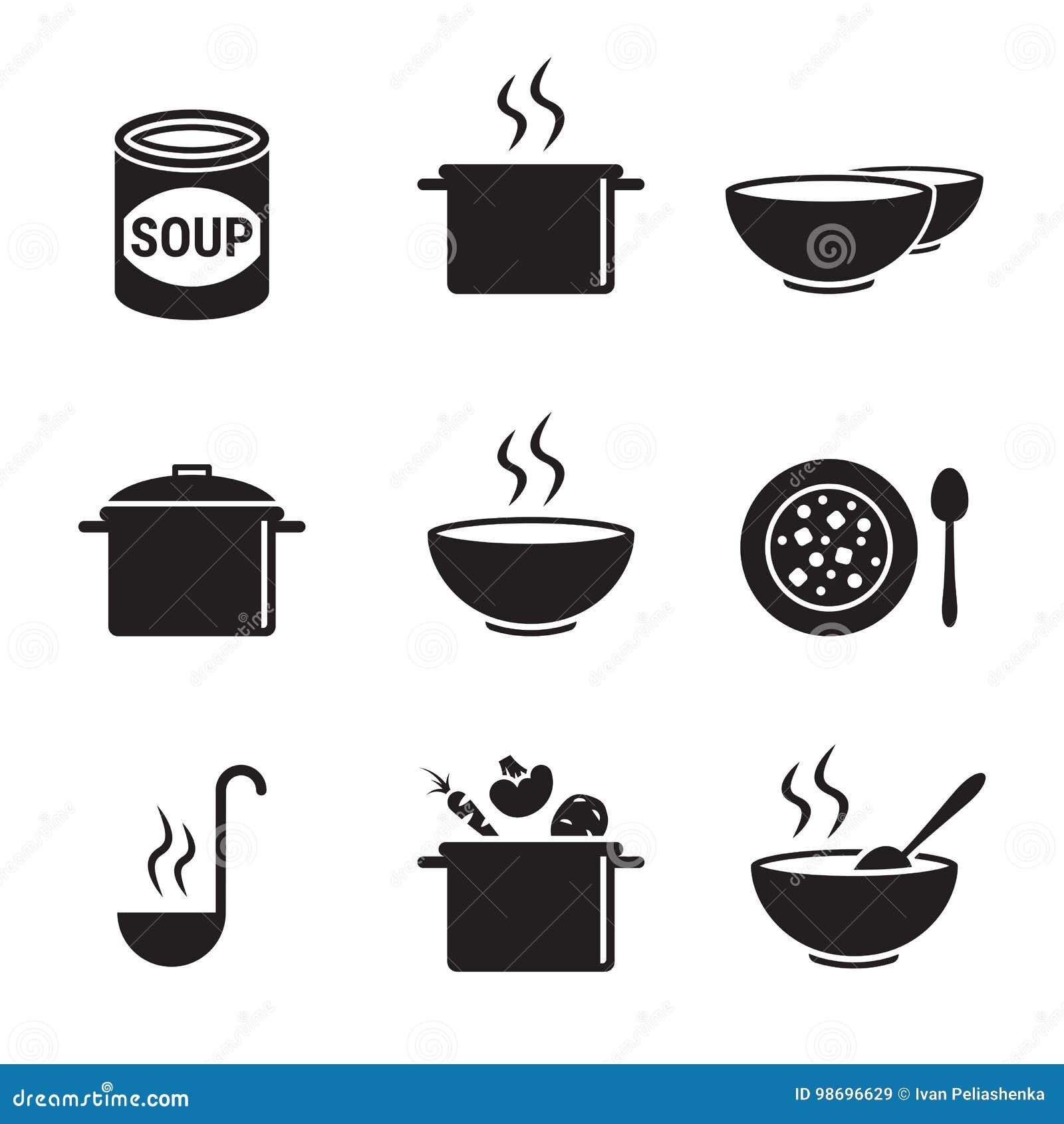 Iconos de la sopa fijados stock de ilustración. Ilustración de aislado ...