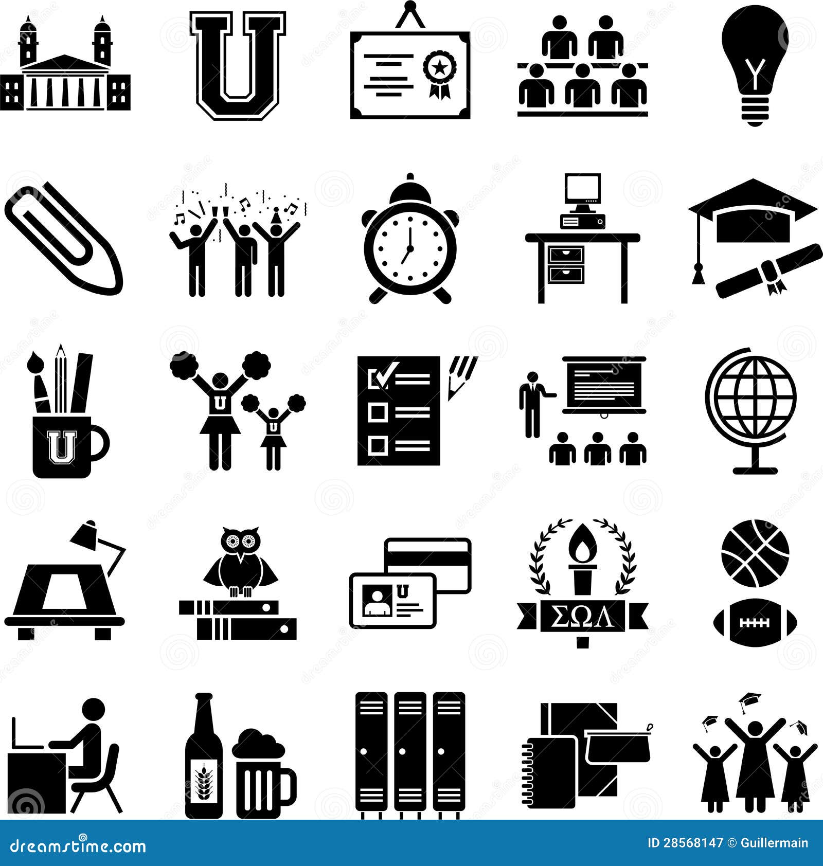 Iconos de la universidad ilustración del vector. Ilustración de pizarra ...