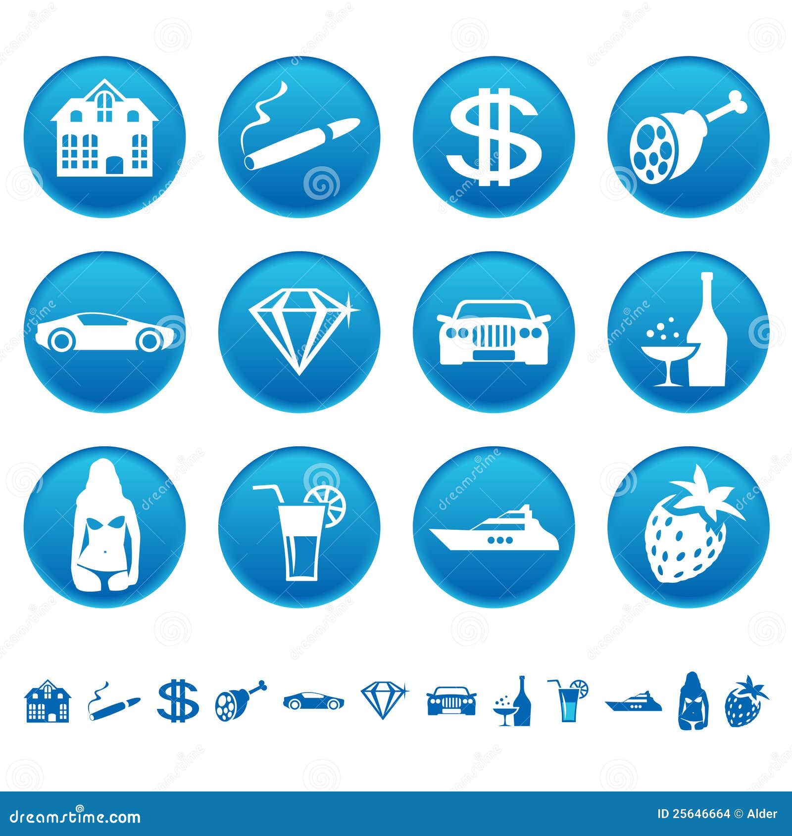 Iconos de la vida de lujo ilustración del vector. Ilustración de bebida ...