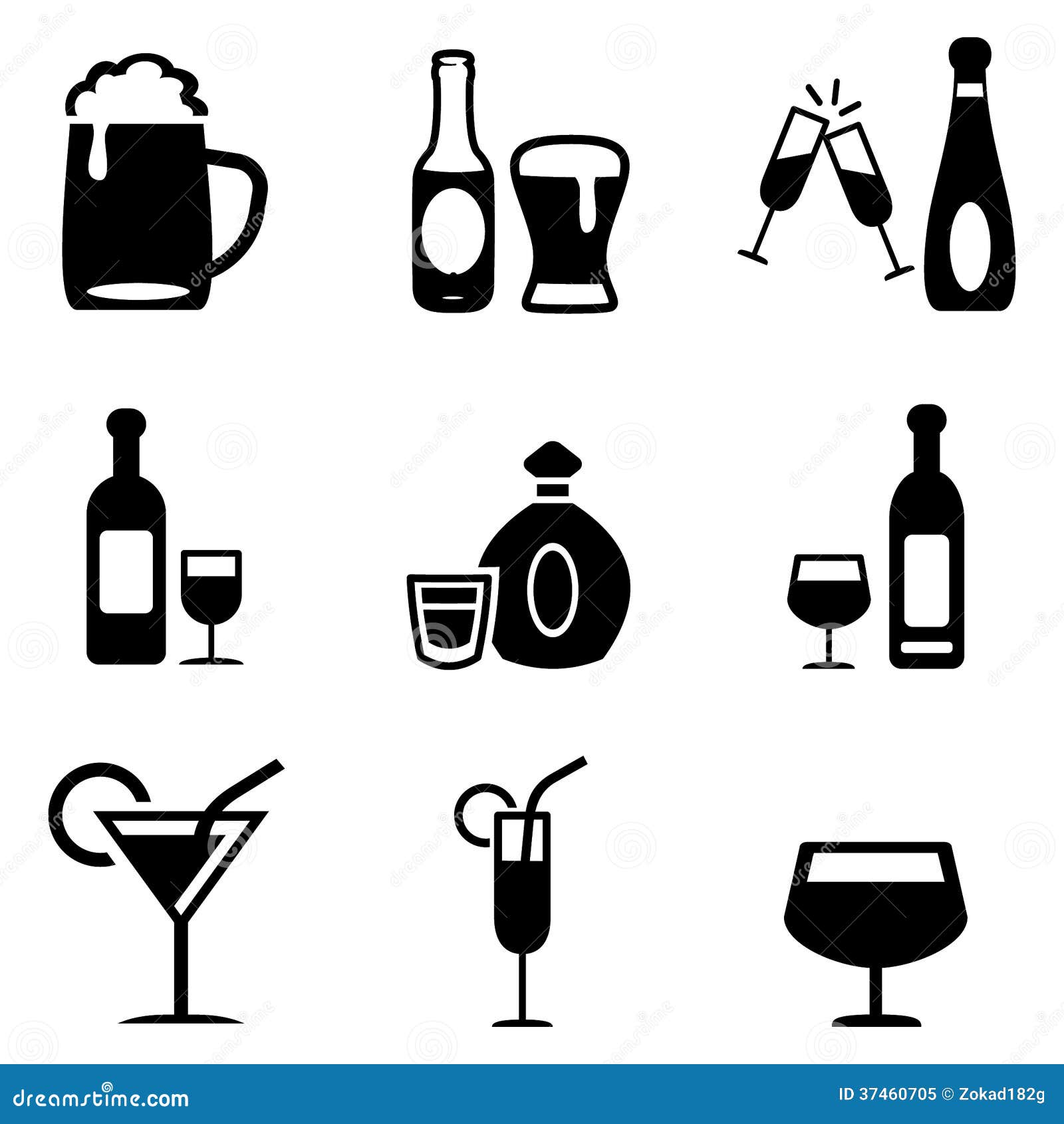 Iconos De Las Bebidas Alcohólicas Ilustración del Vector - Ilustración ...