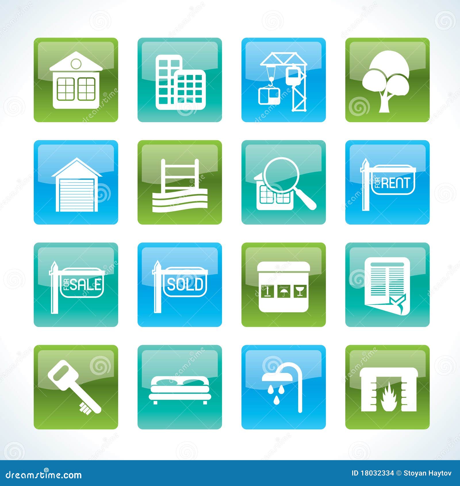 Iconos De Las Propiedades Inmobiliarias Ilustración del Vector ...