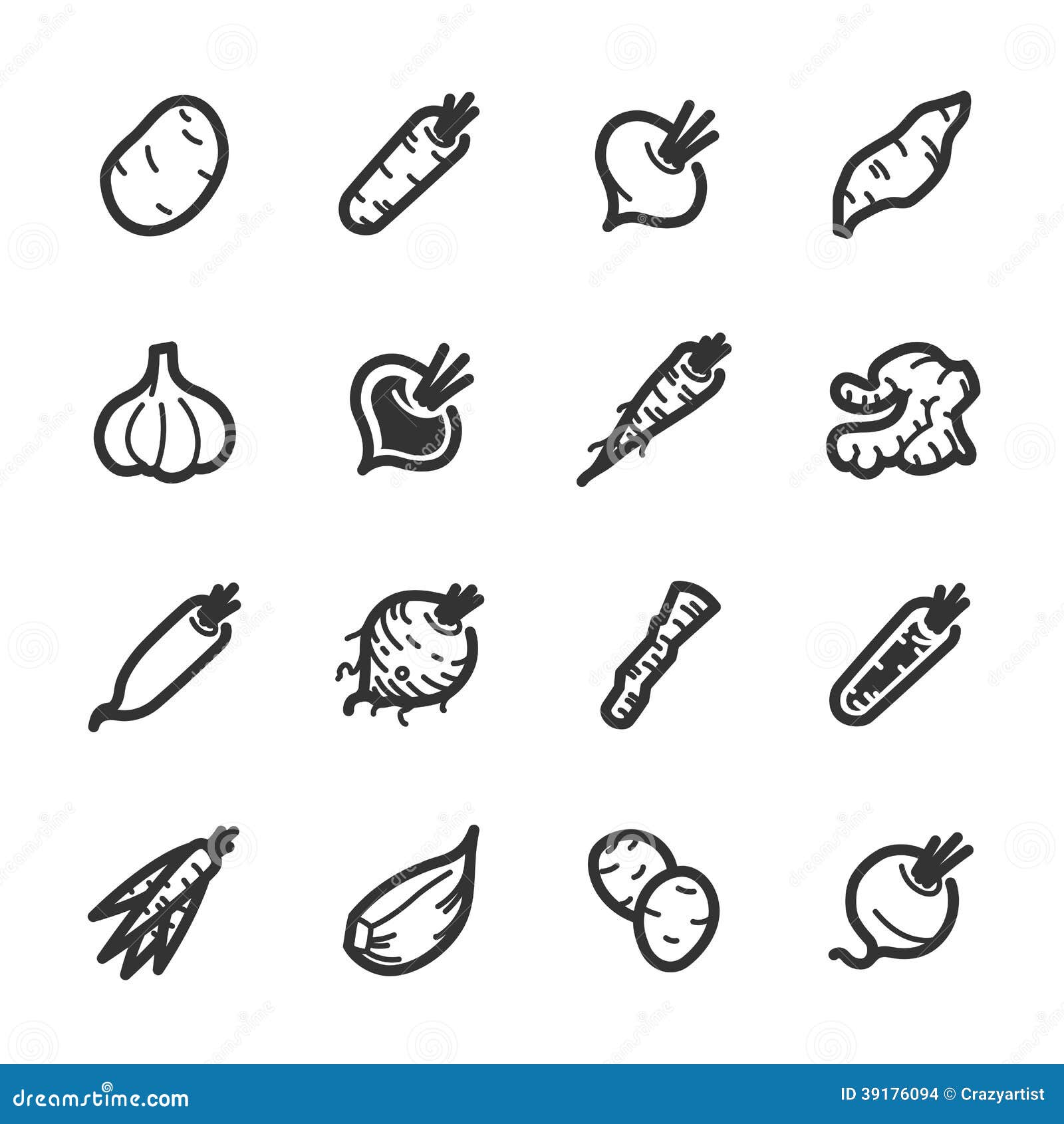Iconos De Las Verduras – Serie De Bazza Ilustración del Vector ...
