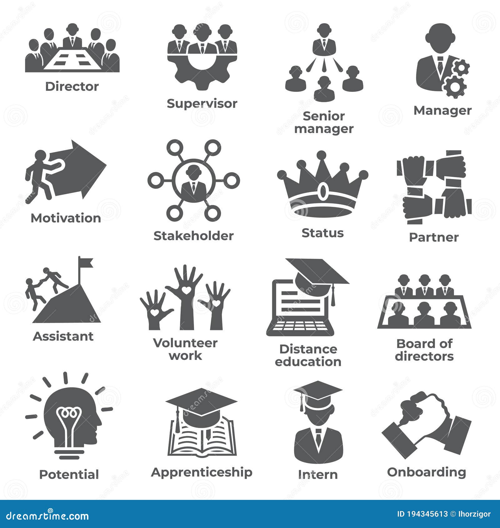 Iconos De Liderazgo En Fondo Blanco Ilustración del Vector ...