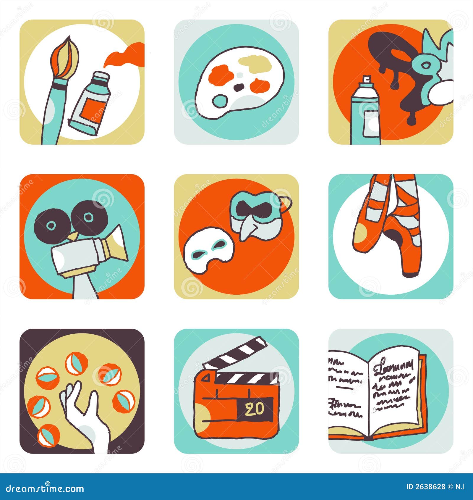 Iconos de los artes ilustración del vector. Ilustración de pintura ...