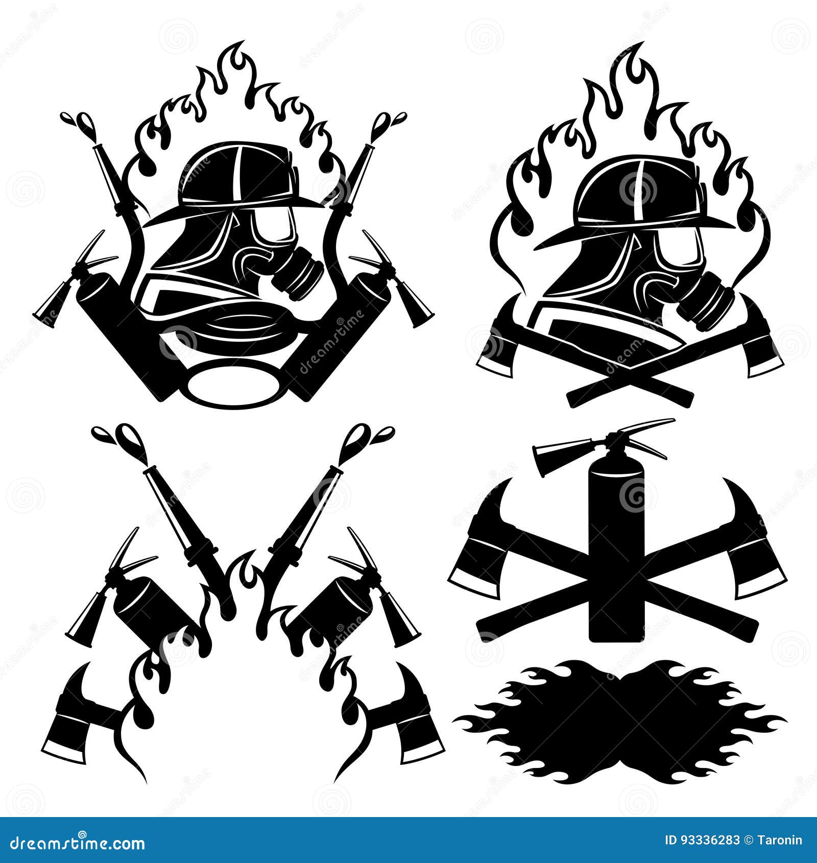 Iconos De Los Bomberos Fijados Ilustración del Vector - Ilustración de ...