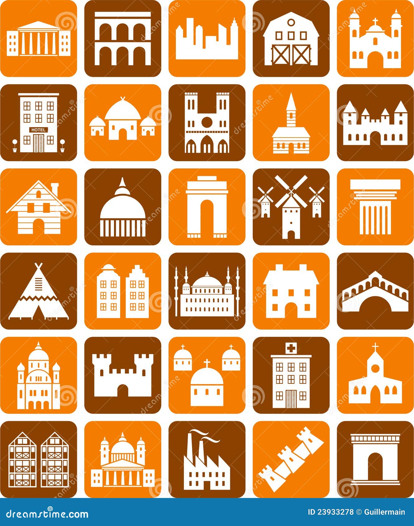 Iconos de los edificios ilustración del vector. Ilustración de hotel ...