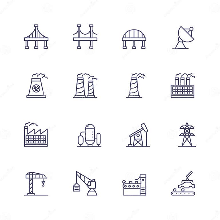 Iconos de los edificios stock de ilustración. Ilustración de silo - 69706453