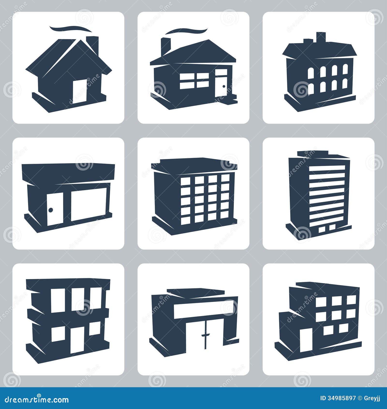 Iconos De Los Edificios Del Vector Fijados Ilustración del Vector - Ilustración de estructura ...