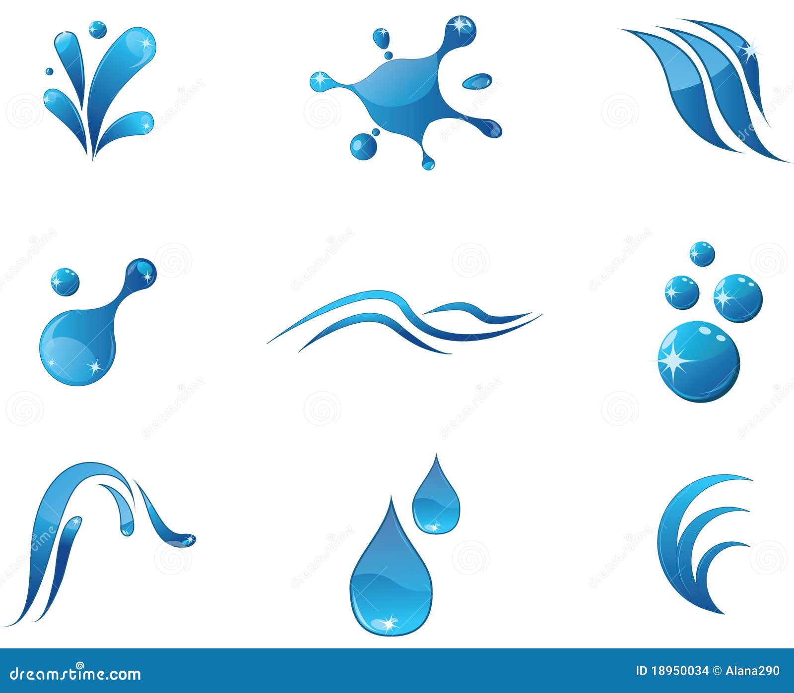 Iconos De Los Elementos Del Agua Ilustración del Vector - Ilustración ...