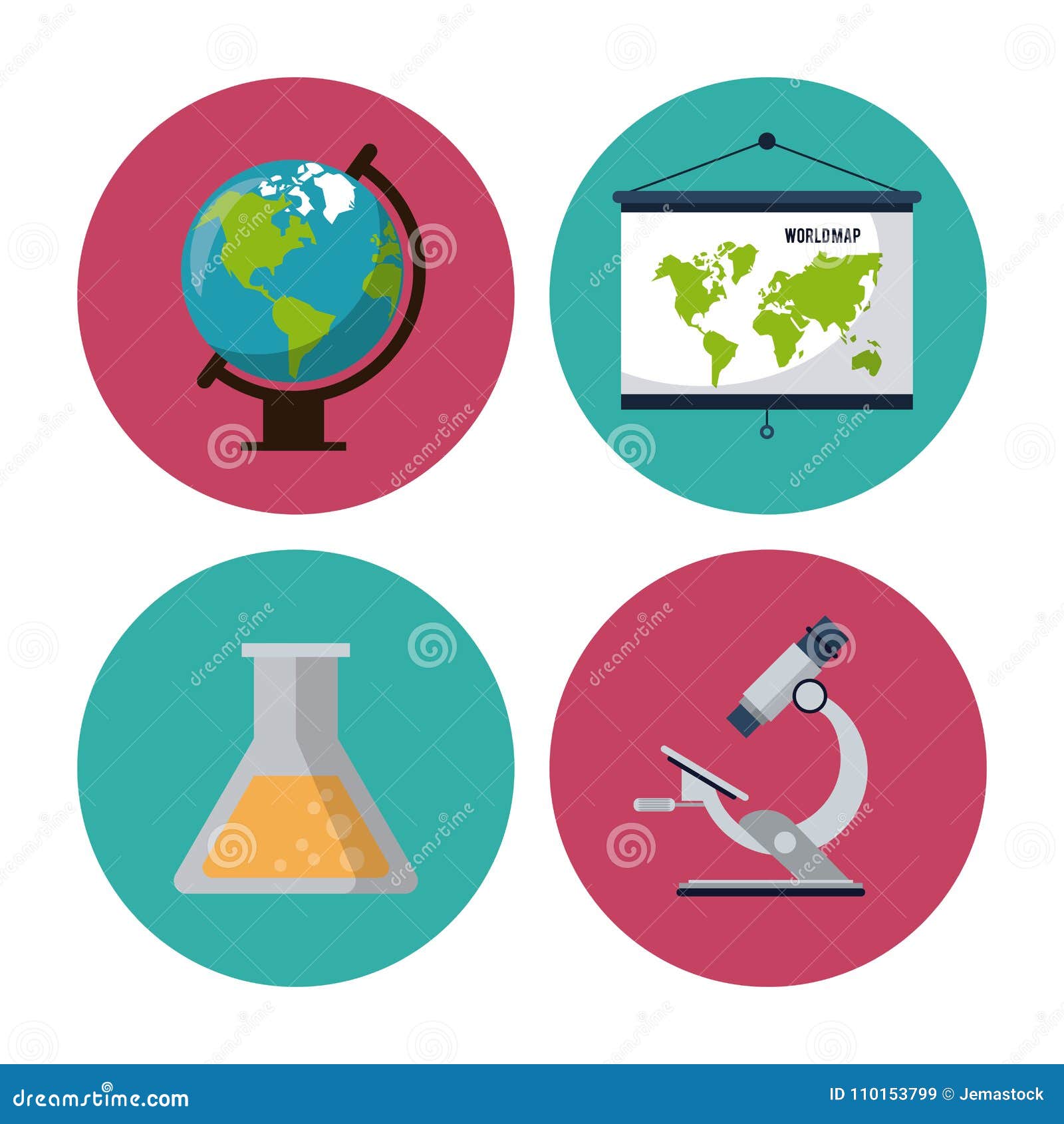 Iconos De Los Elementos De La Escuela Ilustración del Vector ...