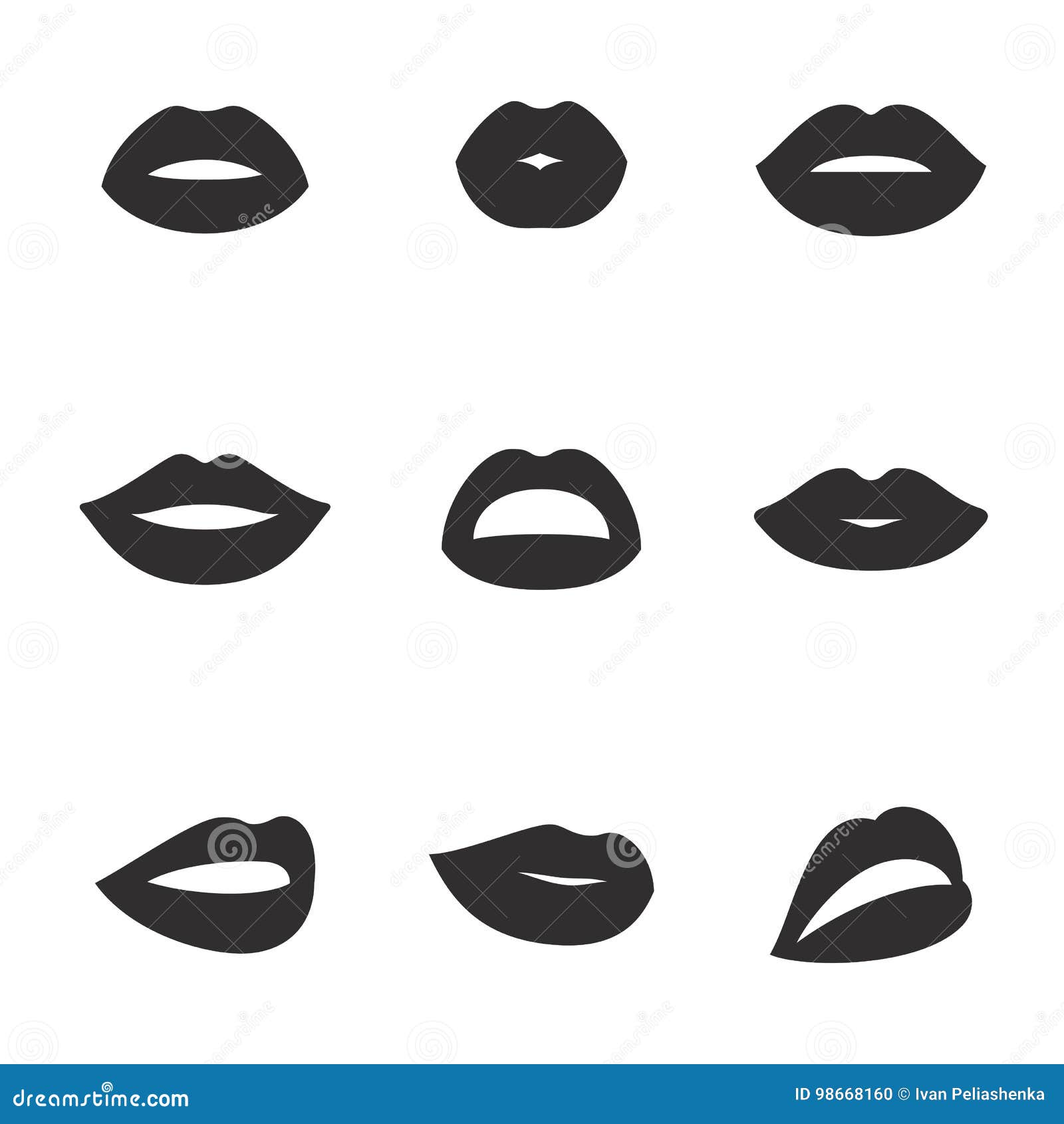 Iconos de los labios stock de ilustración. Ilustración de forma - 98668160