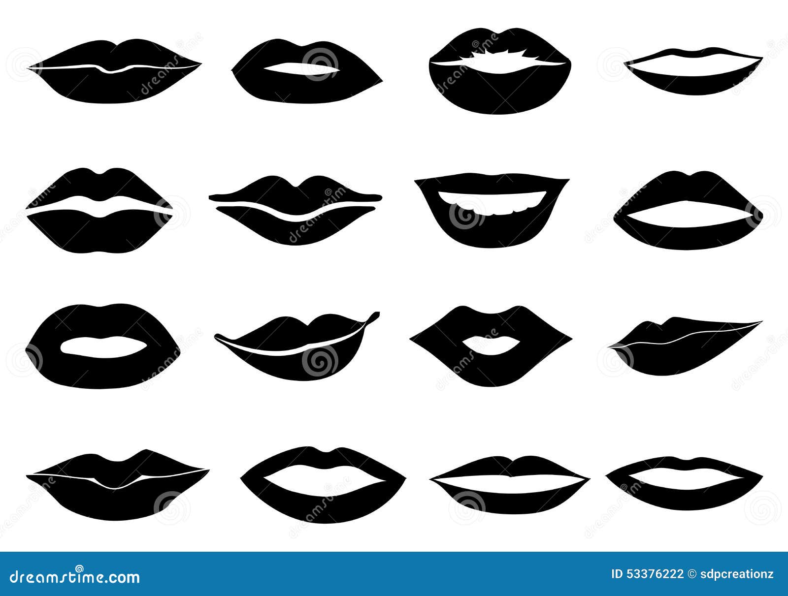 Iconos De Los Labios Fijados Ilustración del Vector - Ilustración de ...