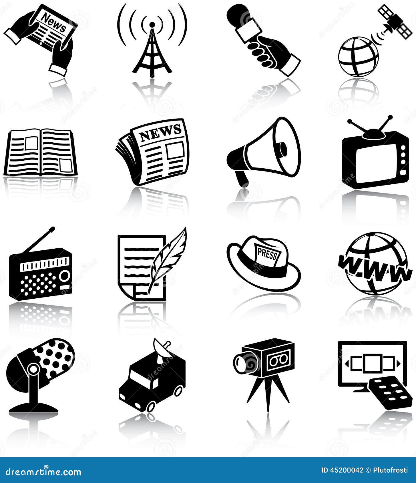 Iconos De Los Medios De Comunicación Ilustración del Vector ...