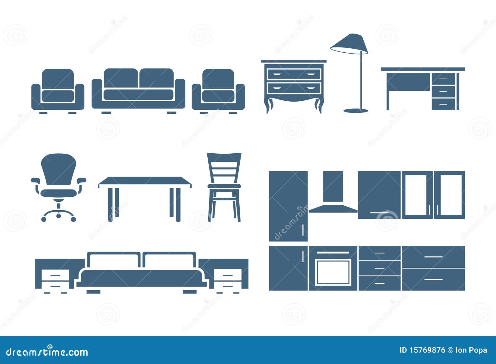 Iconos de los muebles ilustración del vector. Ilustración de cabina ...