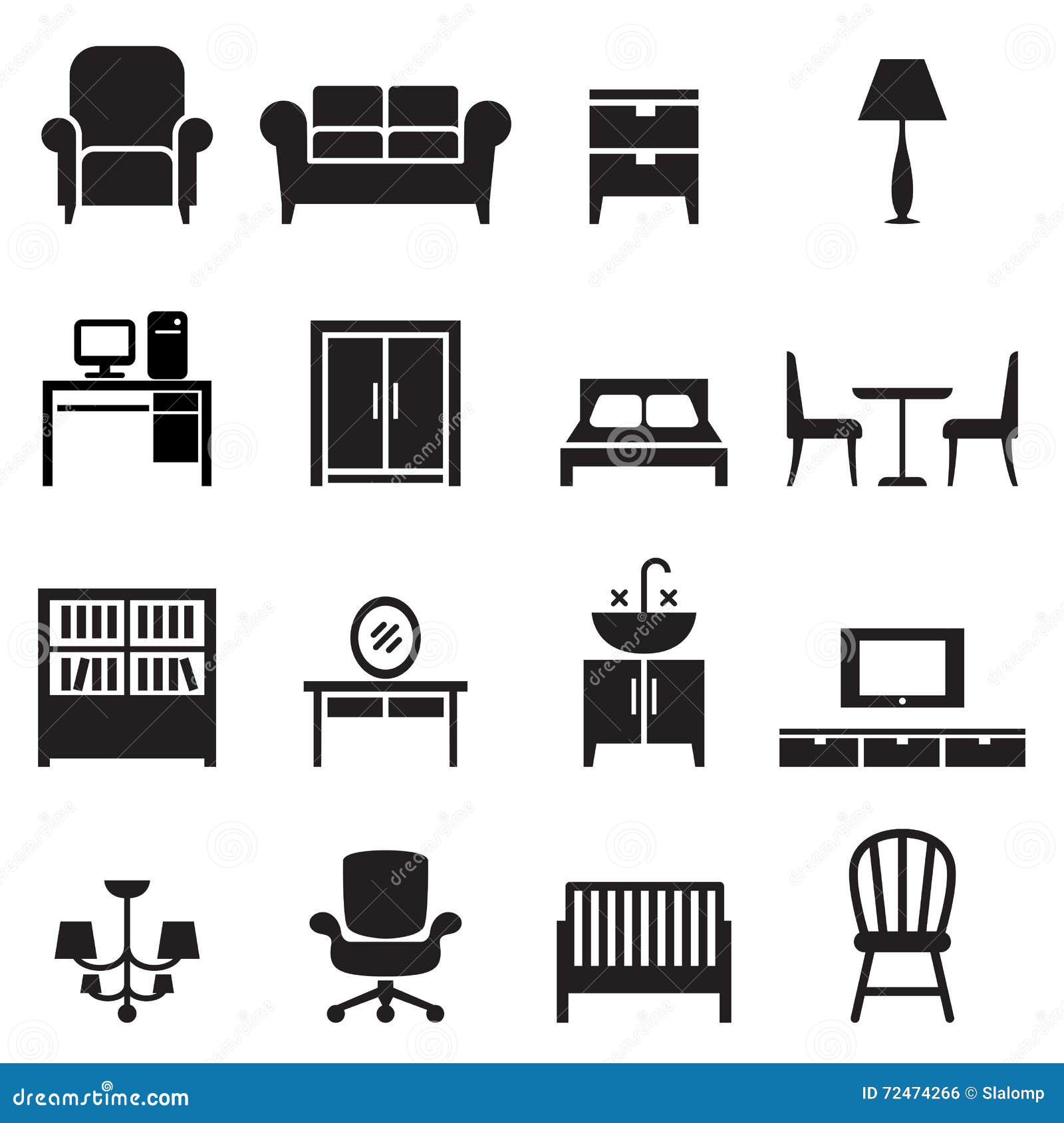 Iconos de los muebles stock de ilustración. Ilustración de estante ...
