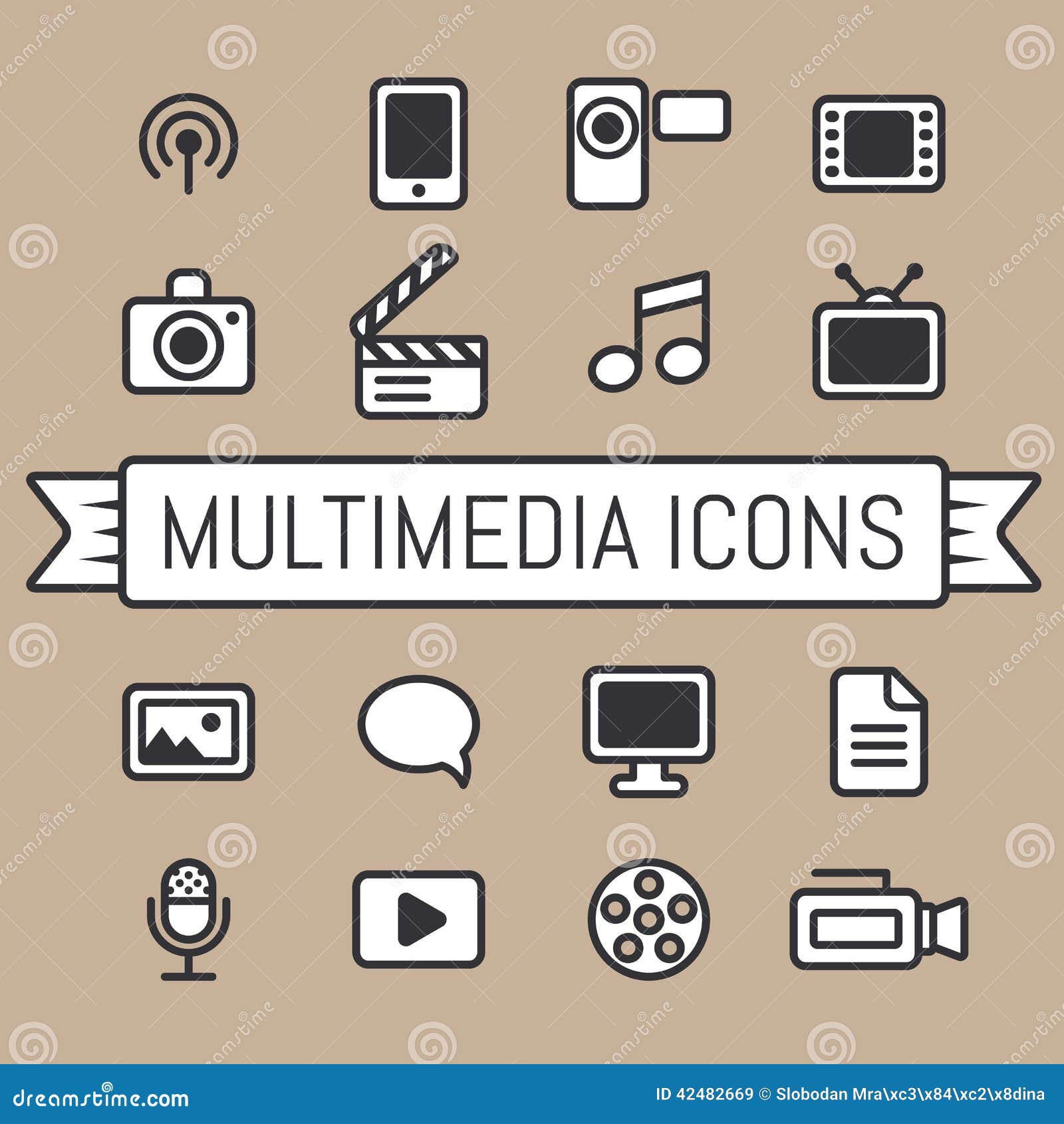 Iconos de los multimedia ilustración del vector. Ilustración de sonido ...