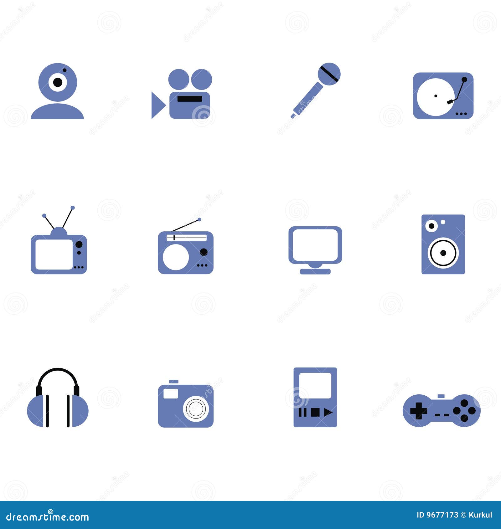 Iconos de los multimedia stock de ilustración. Ilustración de blanco ...