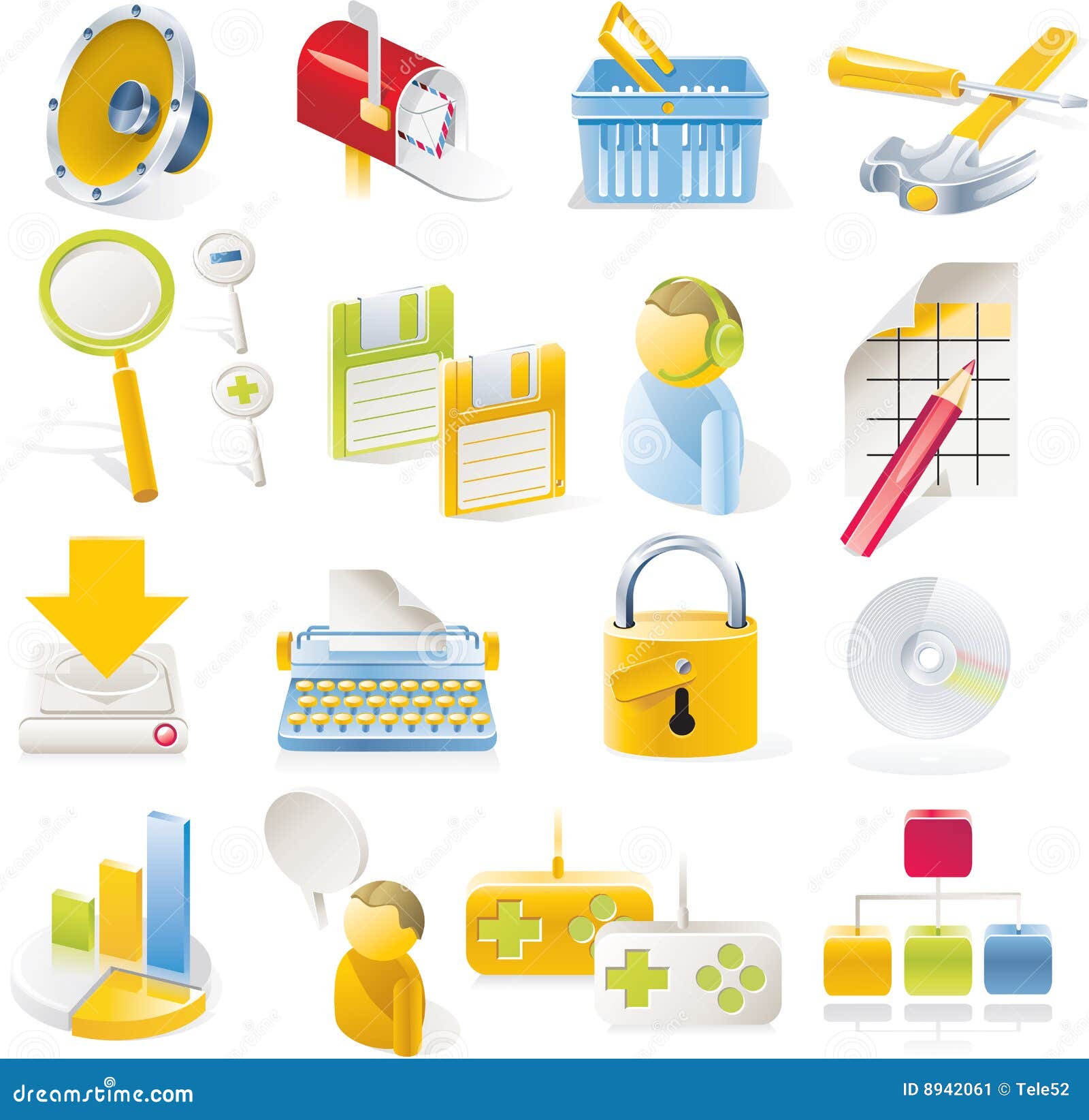 Iconos De Los Objetos Del Vector Fijados. Parte 1 Ilustración del ...