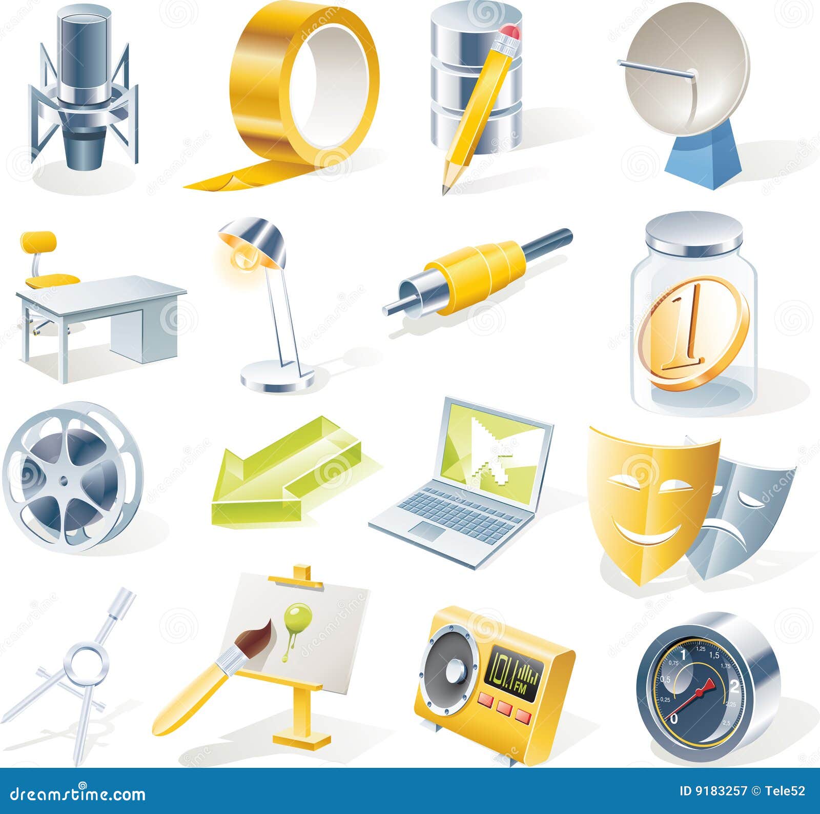 Iconos De Los Objetos Del Vector Fijados. Parte 11 Ilustración del ...