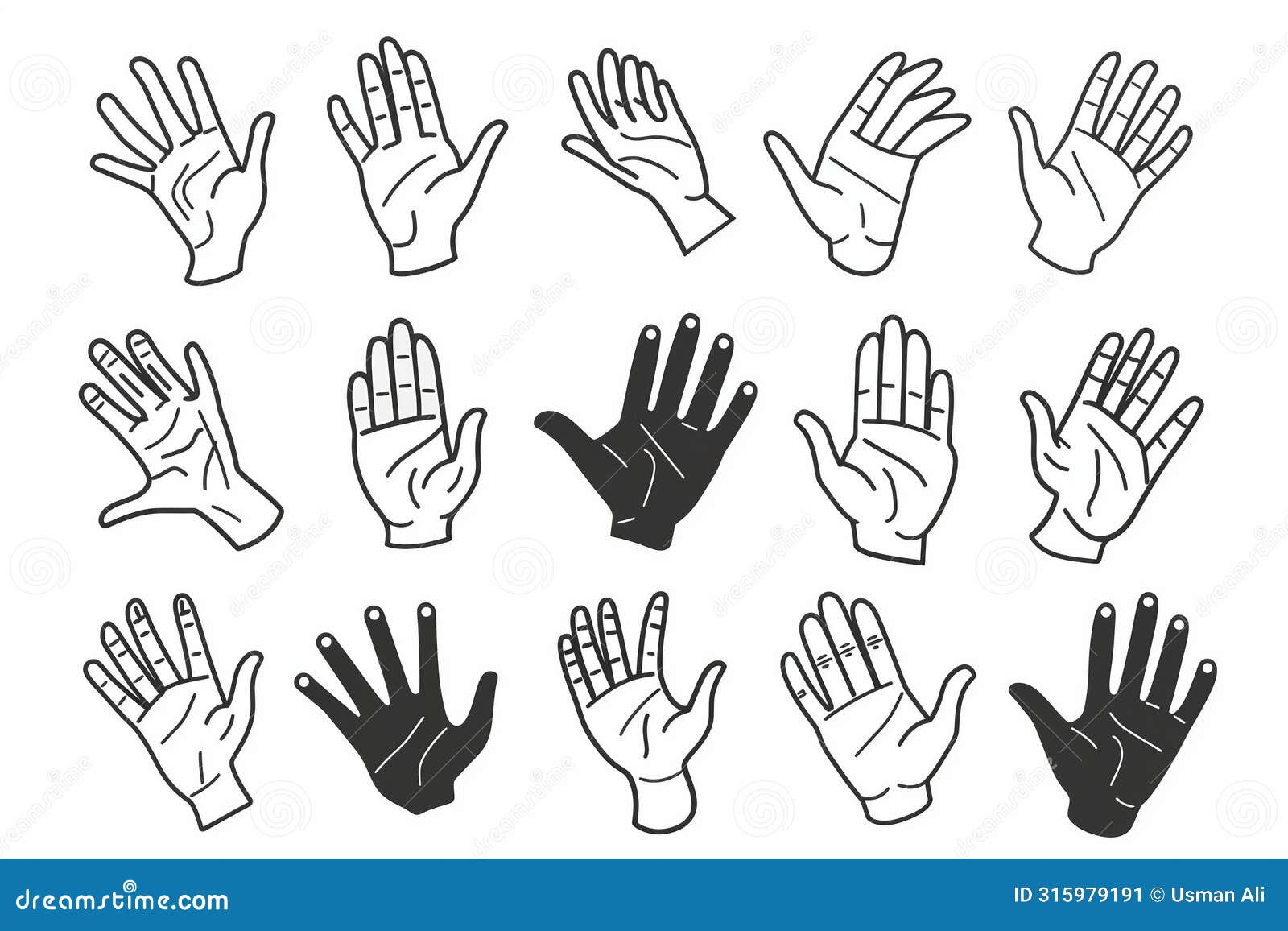 Iconos De Manos En Fondo Blanco Stock de ilustración - Ilustración de ...