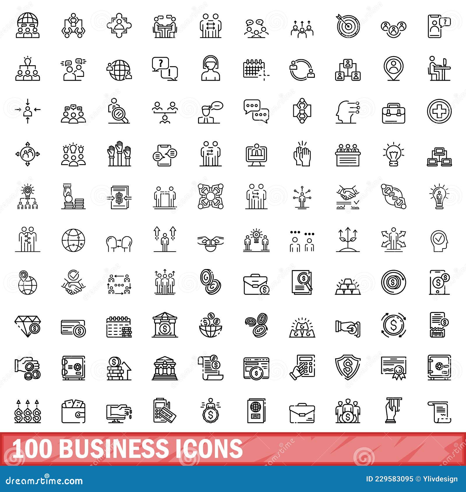 100 Iconos De Negocios Establecen El Estilo De Esquema Stock de ... 100 Iconos De Negocios Establecen El Estilo De Esquema Stock de ...