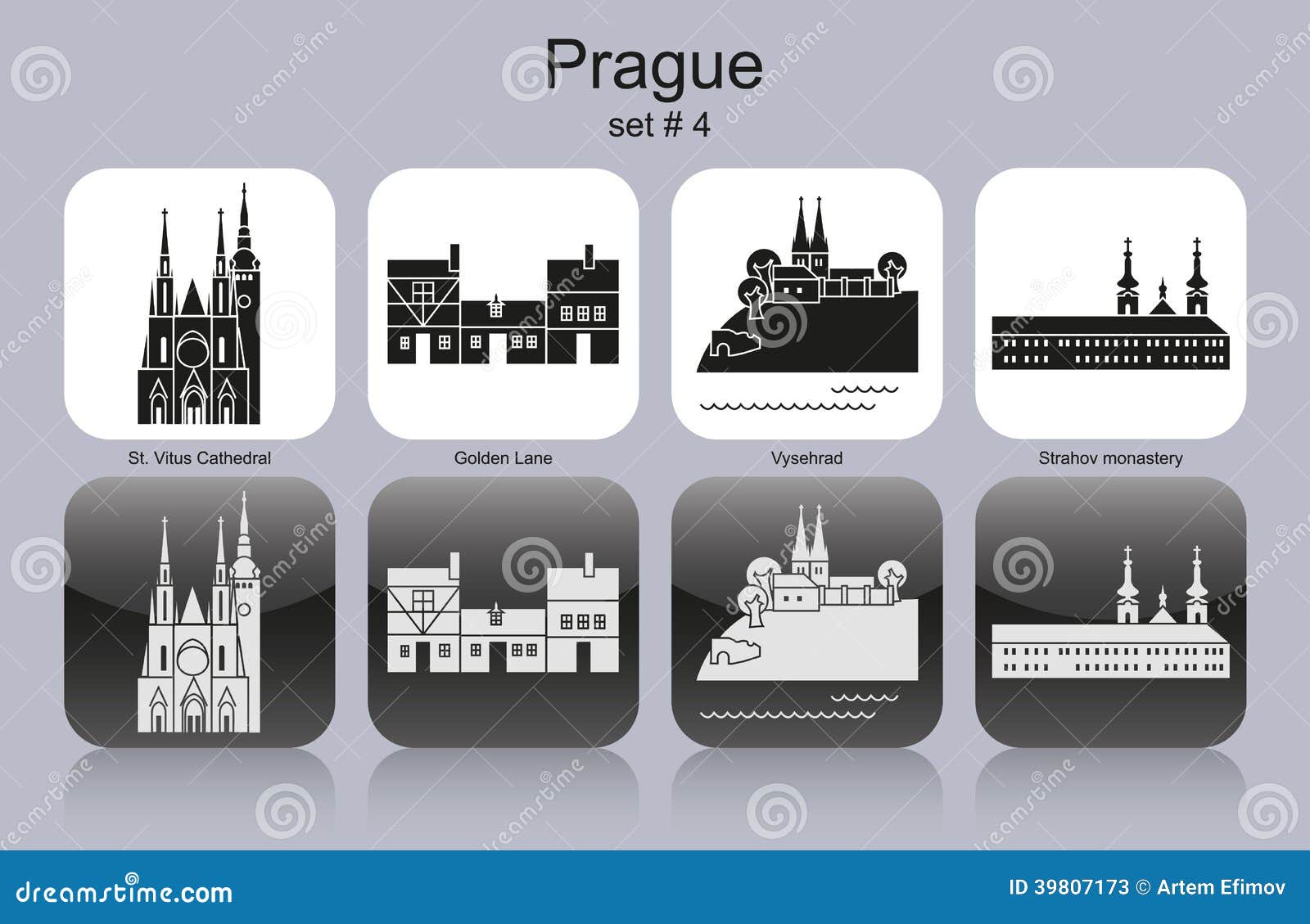 Iconos de Praga ilustración del vector. Ilustración de cuadrado - 39807173