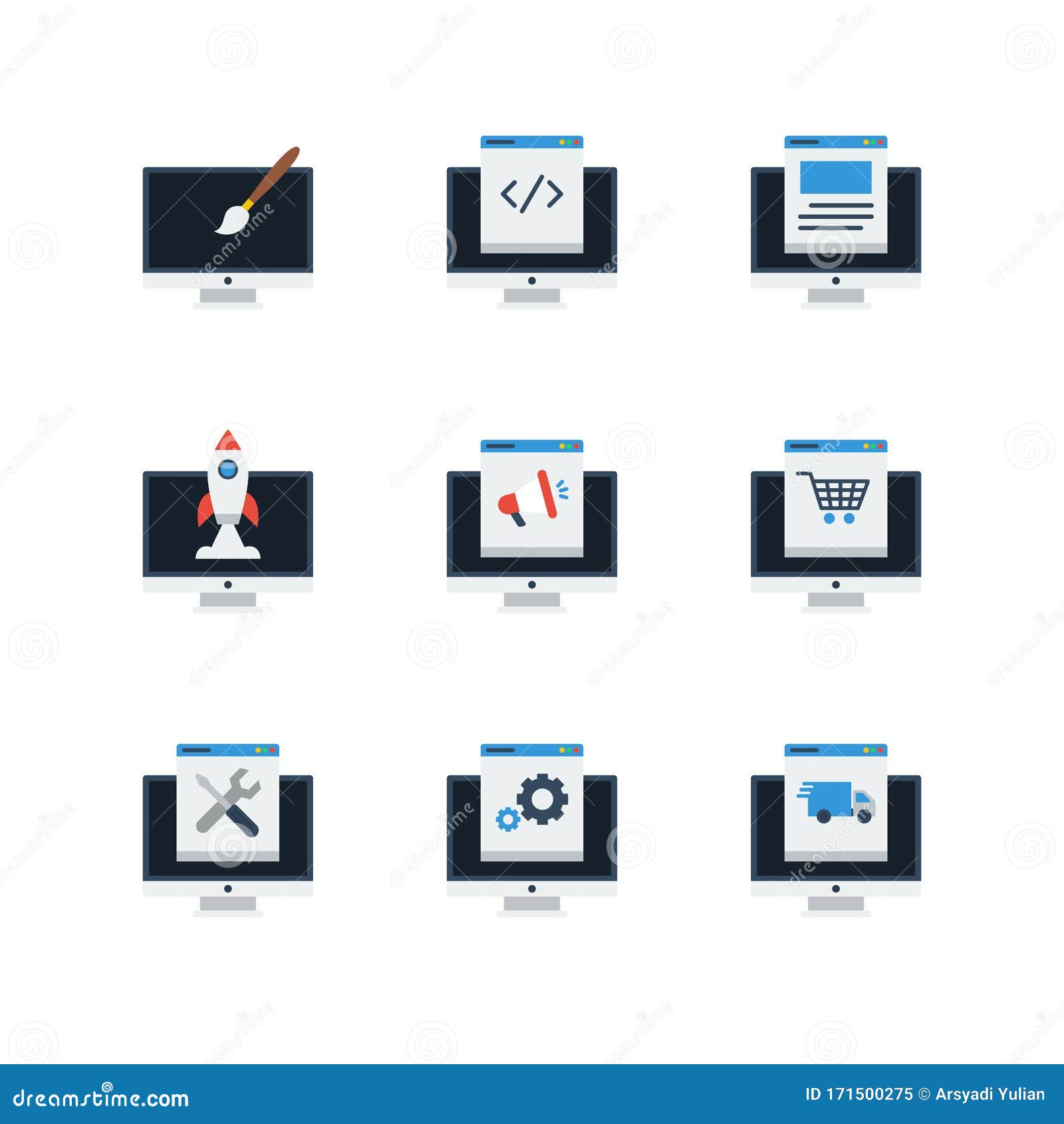 Iconos De Programación De Equipos Conjunto De Programadores De Material ...